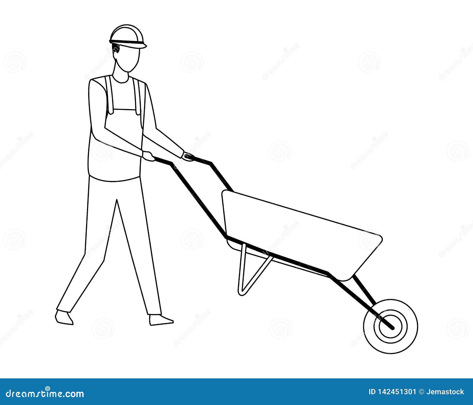 Construction Worker with Shovel in Black and White Stock Vector ...