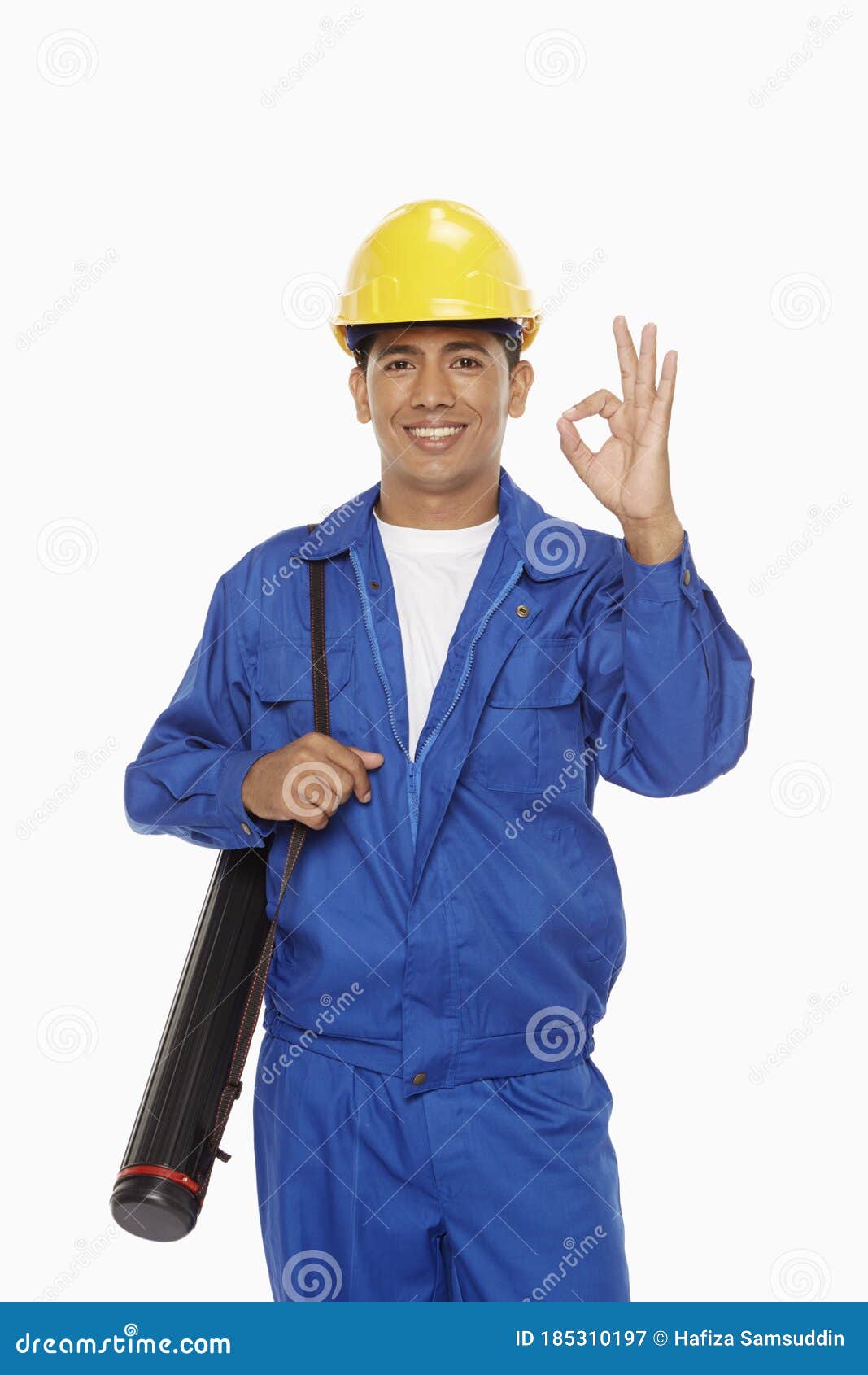Construction Worker Showing Hand Gesture Stock Image - Image of ...