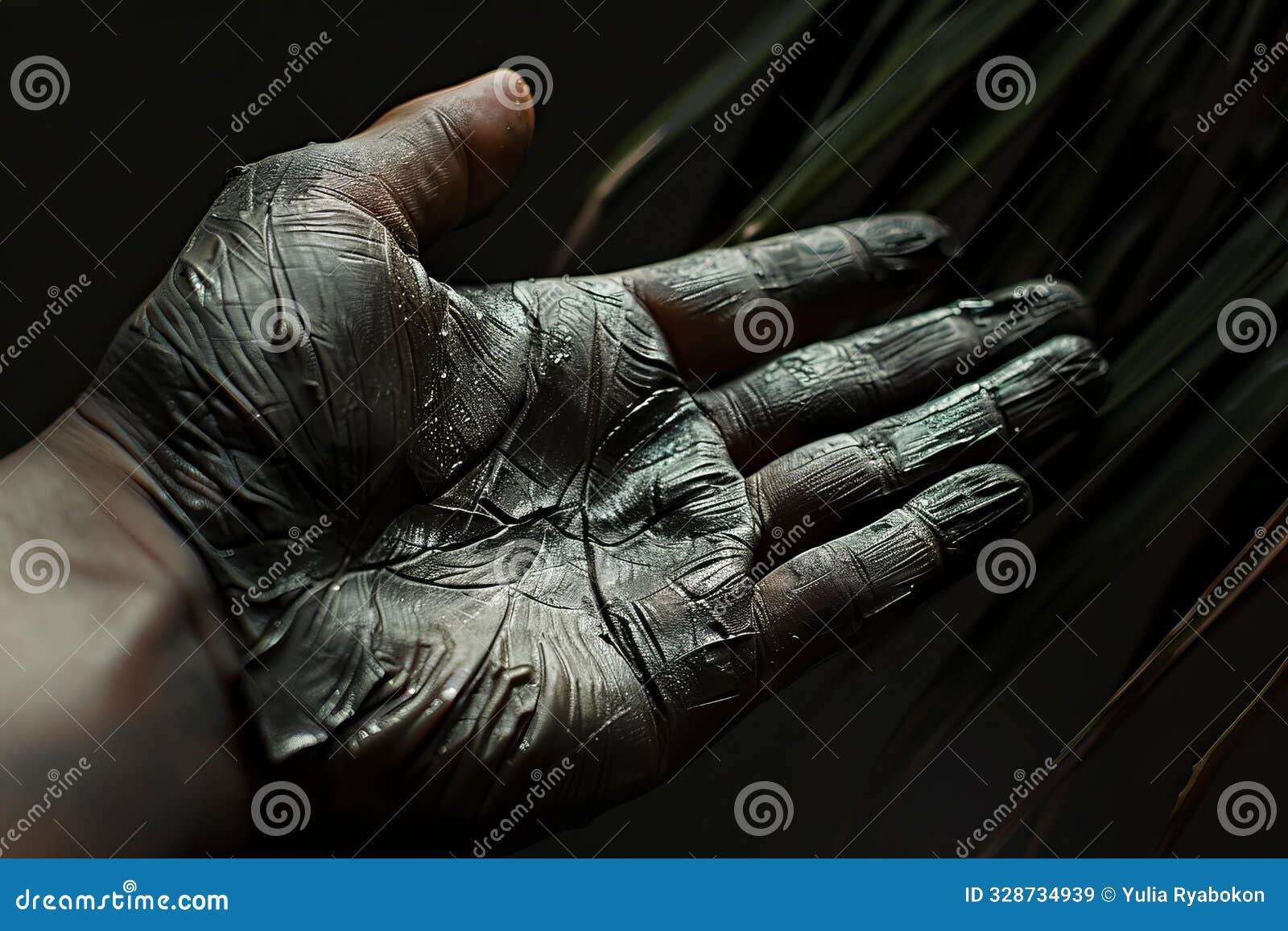Construction Worker Showing His Dirty Hand Covered with Tar Stock Image ...