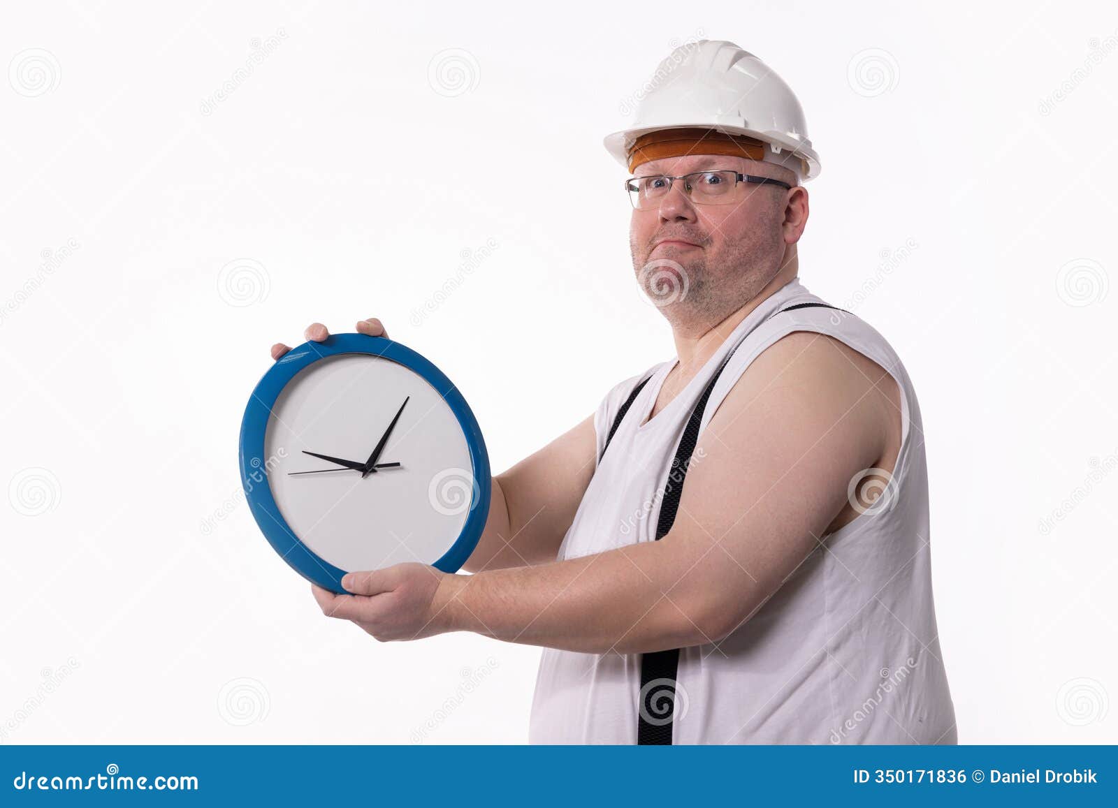 A Construction Worker Shown with a Clock, Encapsulating the Essence of ...