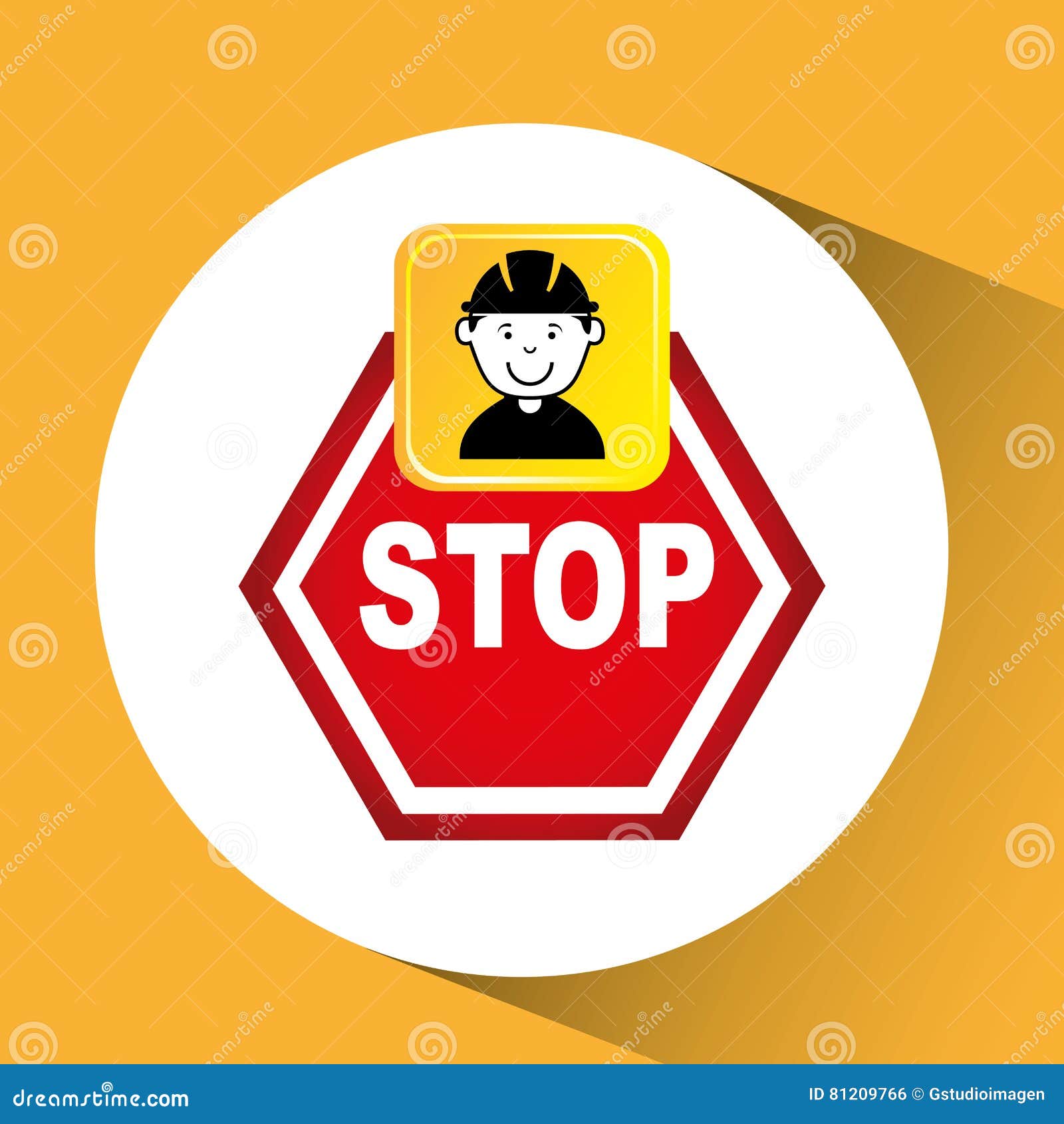 Construction Worker Sign Stop Graphic Stock Vector - Illustration of ...