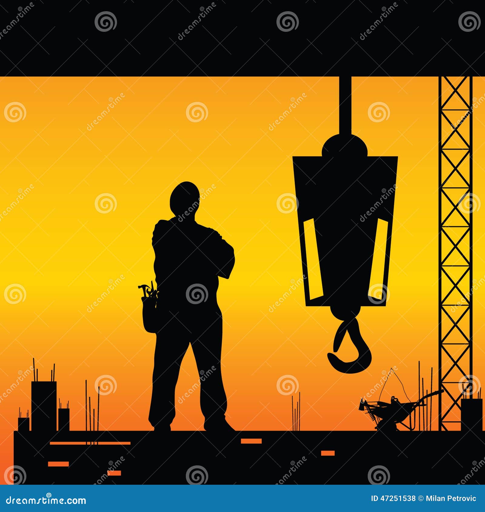 Construction Worker Silhouette Vector | CartoonDealer.com #47251538
