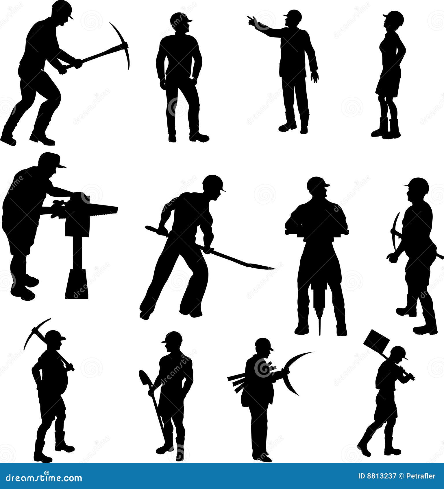 Construction Worker Silhouettes Stock Vector - Illustration of ...
