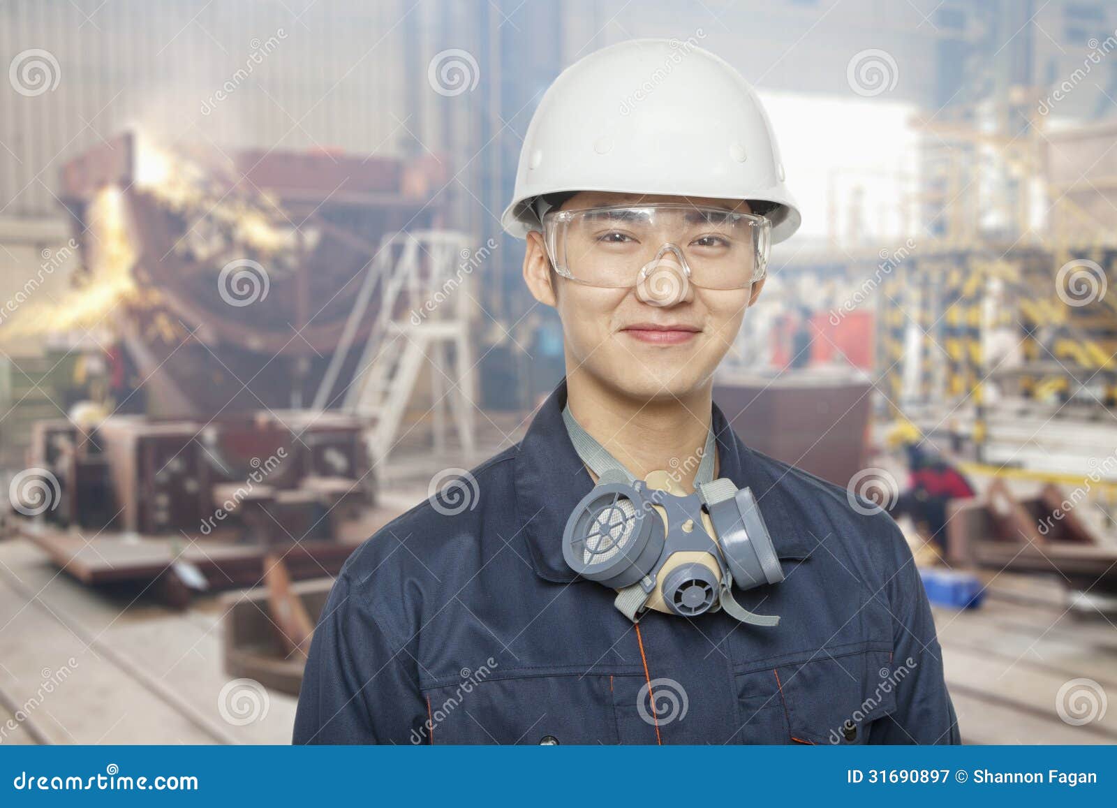 Construction Worker on Site, Portrait Stock Image - Image of shoulders ...
