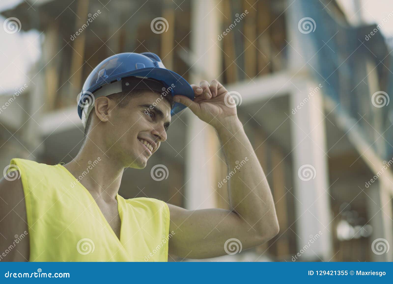 Construction Worker in Construction Site Stock Image - Image of ...