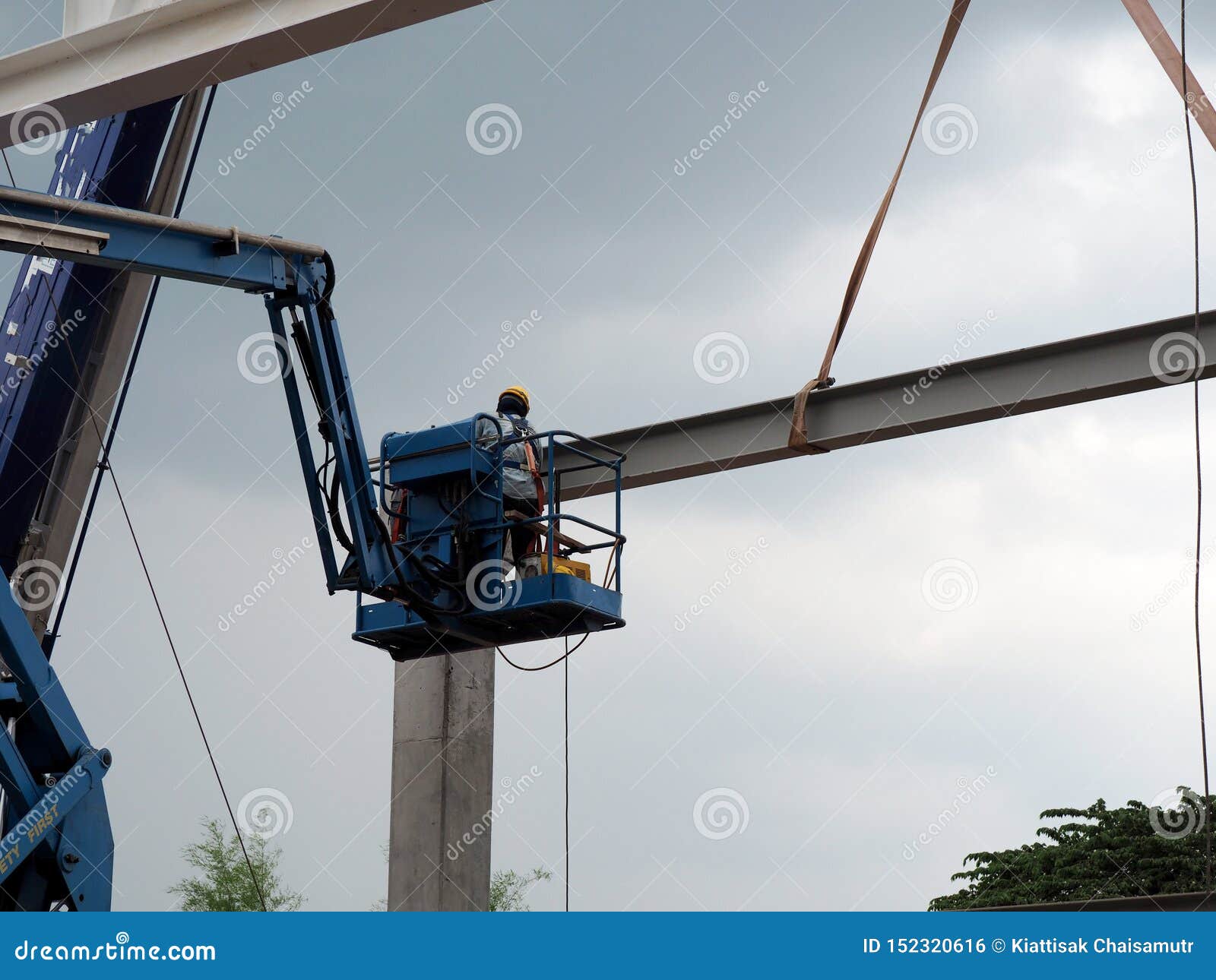 Man Working on the Working at Height Stock Photo - Image of heavy ...