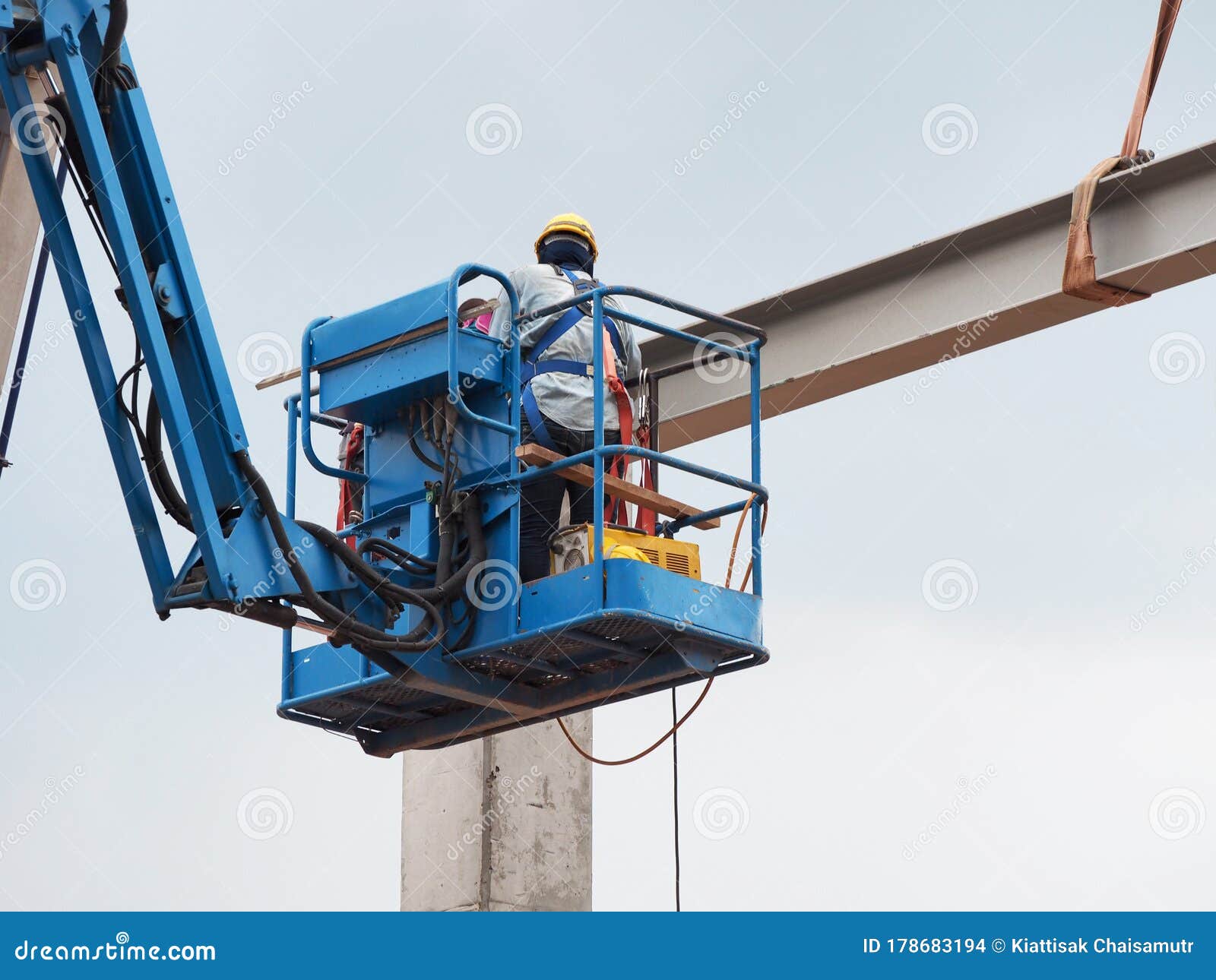 Man Working on the Working at Height on Construction Stock Photo ...