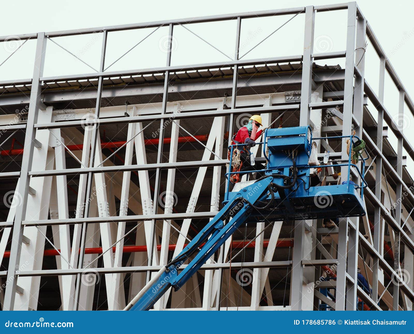Man Working on the Working at Height on Construction Stock Photo ...