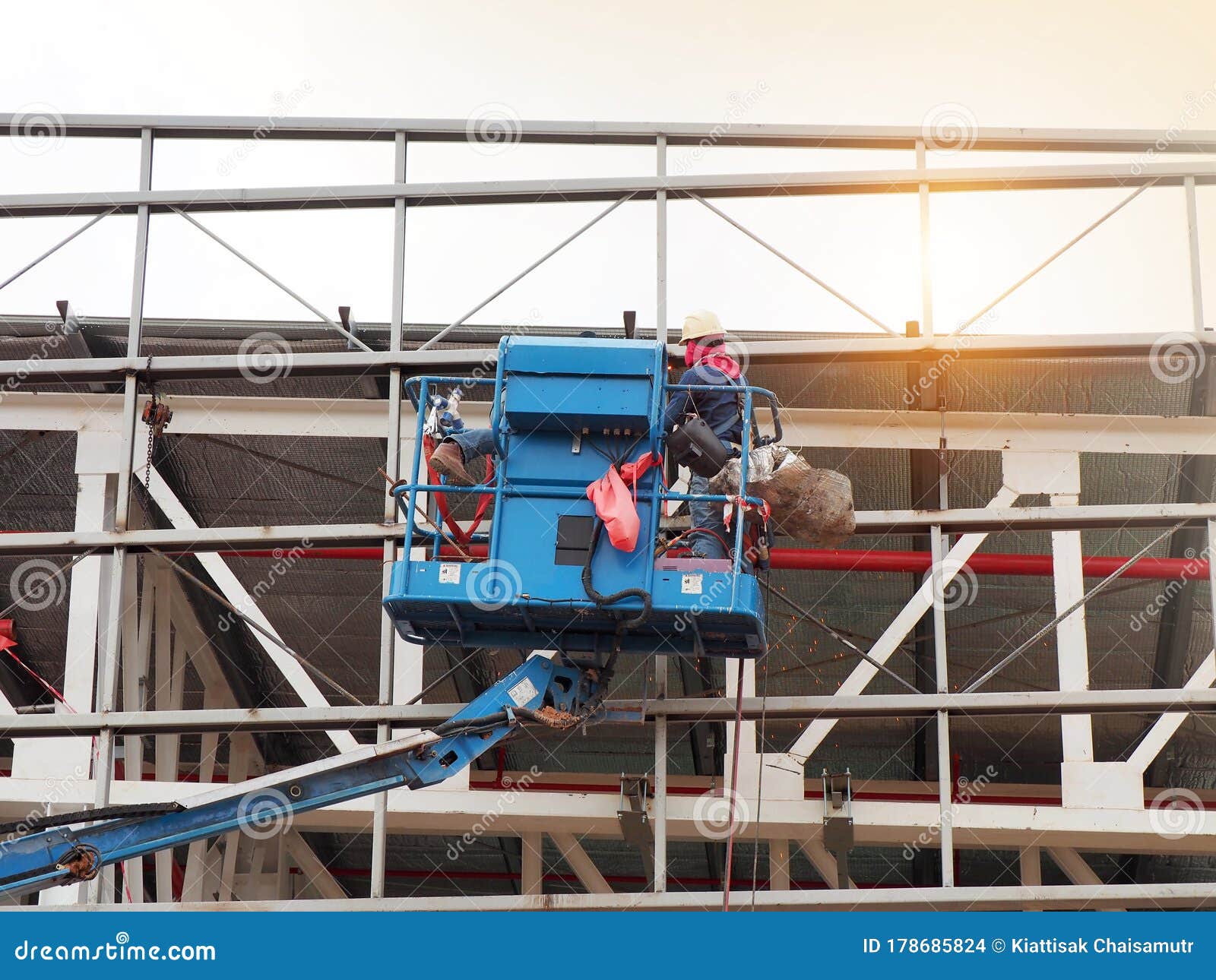 Man Working on the Working at Height on Construction Stock Photo ...