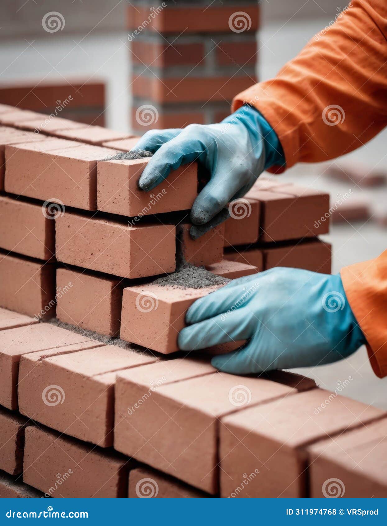 Precision Bricklaying at Work Stock Photo - Image of structure, bricks ...