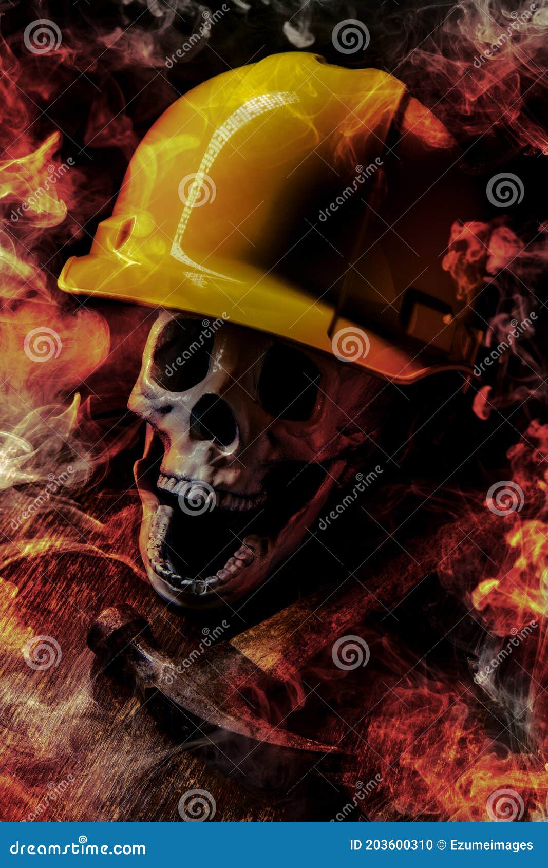 Construction Worker Skull Fire Stock Photo - Image of dying ...