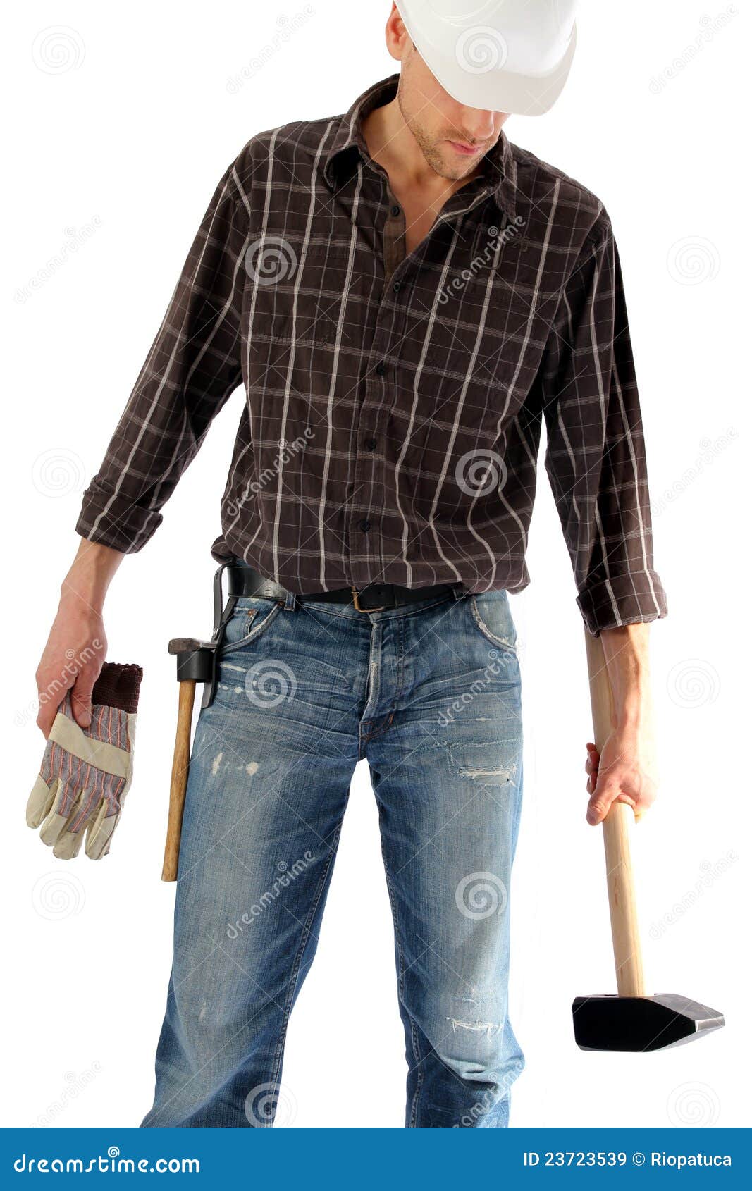Construction Worker with Sledge Hammer Stock Image - Image of stick ...