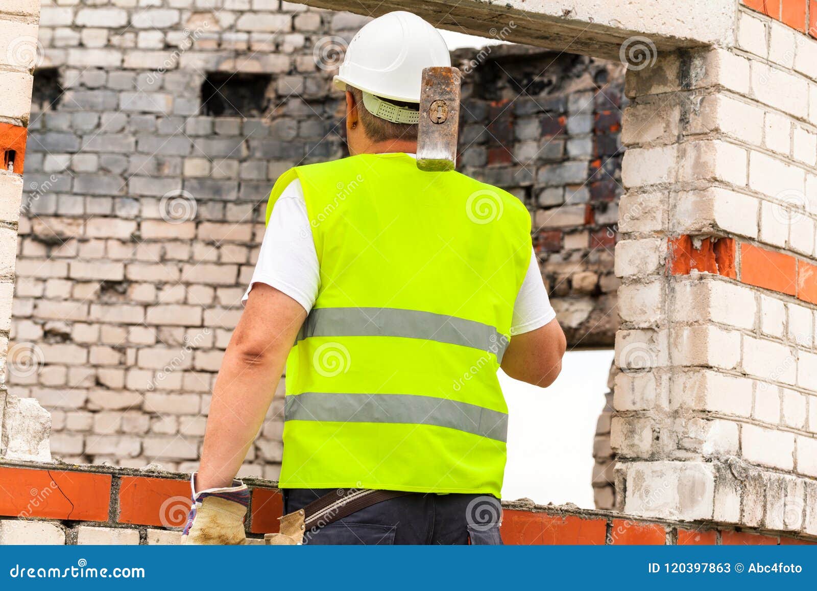 Construction Worker with Sledge Hammer Stock Image - Image of ...