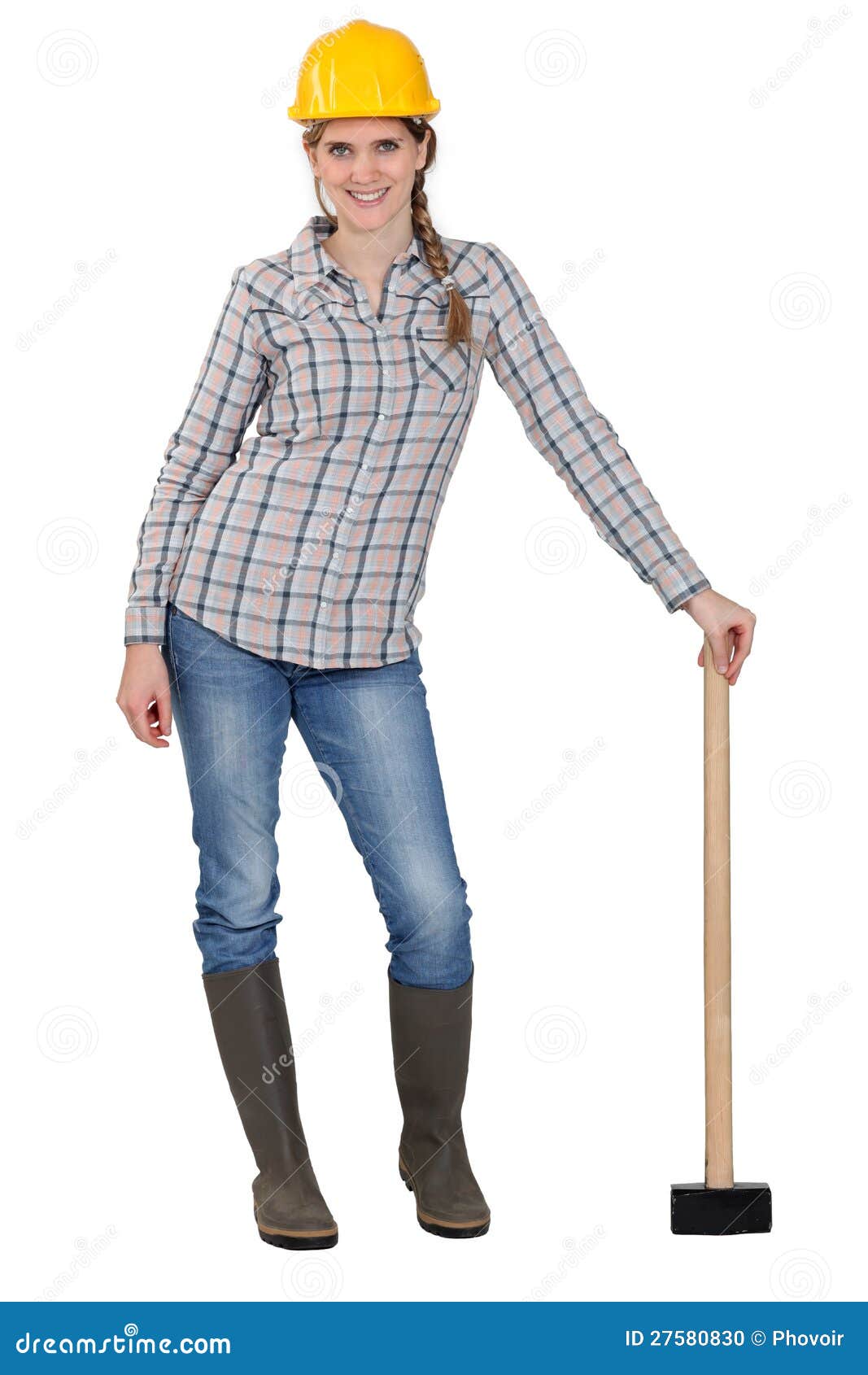Construction Worker with a Sledgehammer. Stock Photo - Image of hammer ...