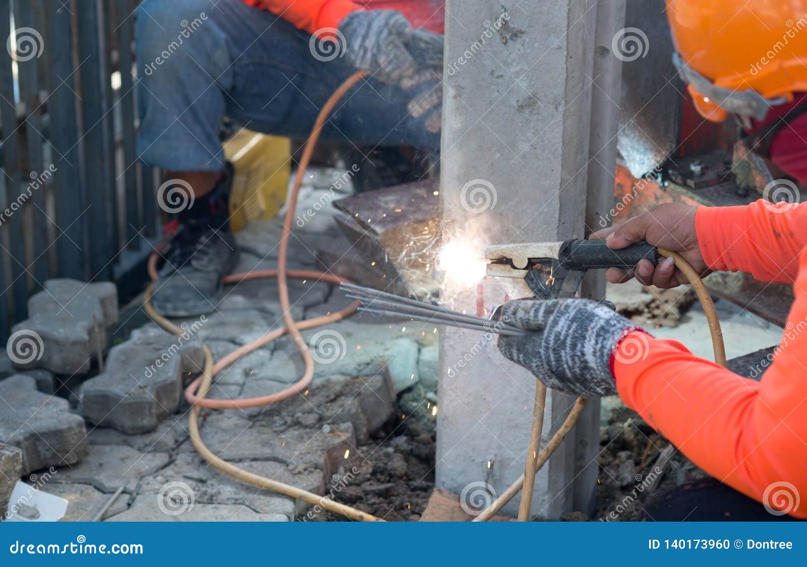 Construction Worker with Small Piling Stock Photo - Image of house ...