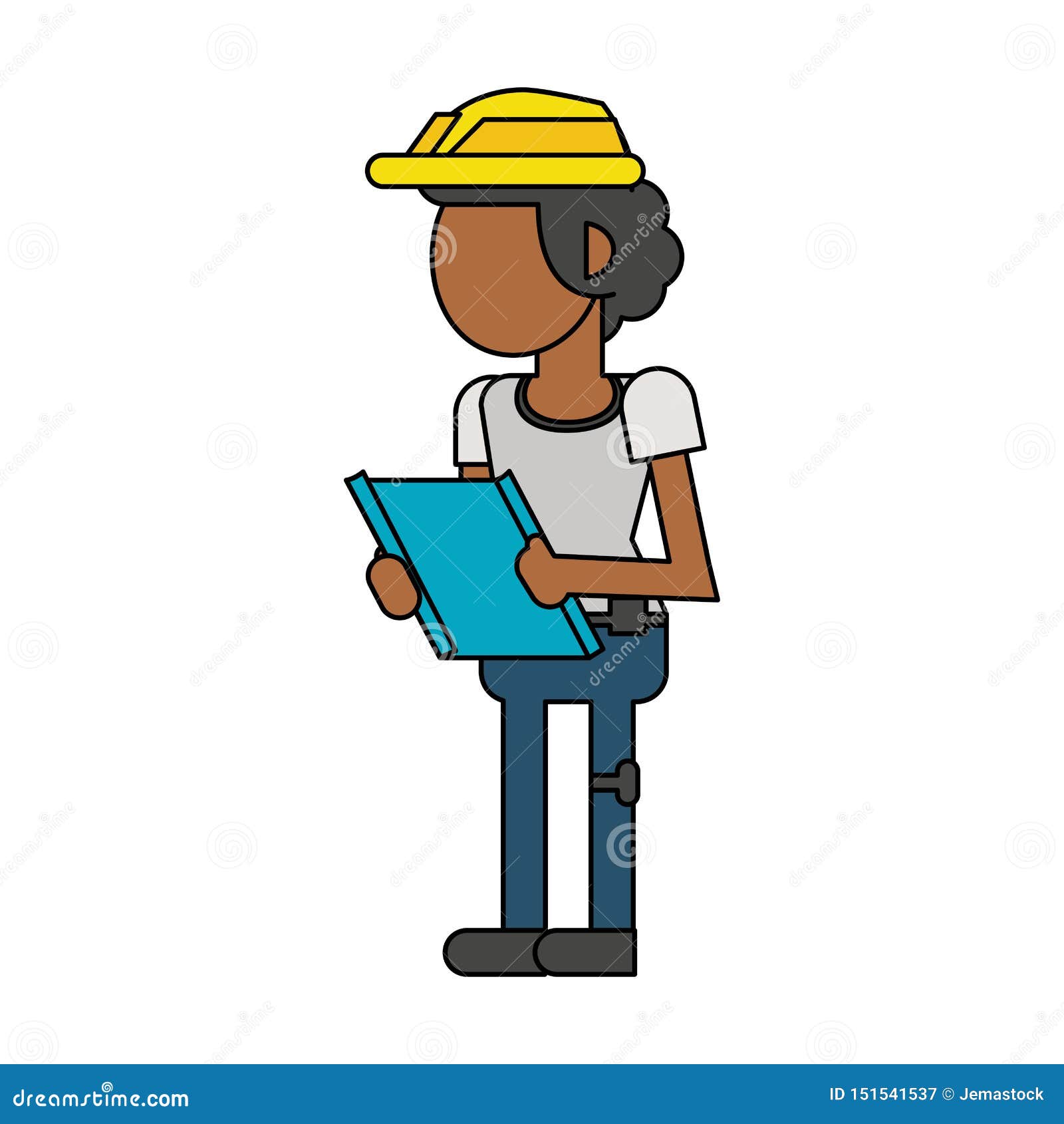 Construction Worker Smiling Cartoon Isolated Faceless Stock Vector ...