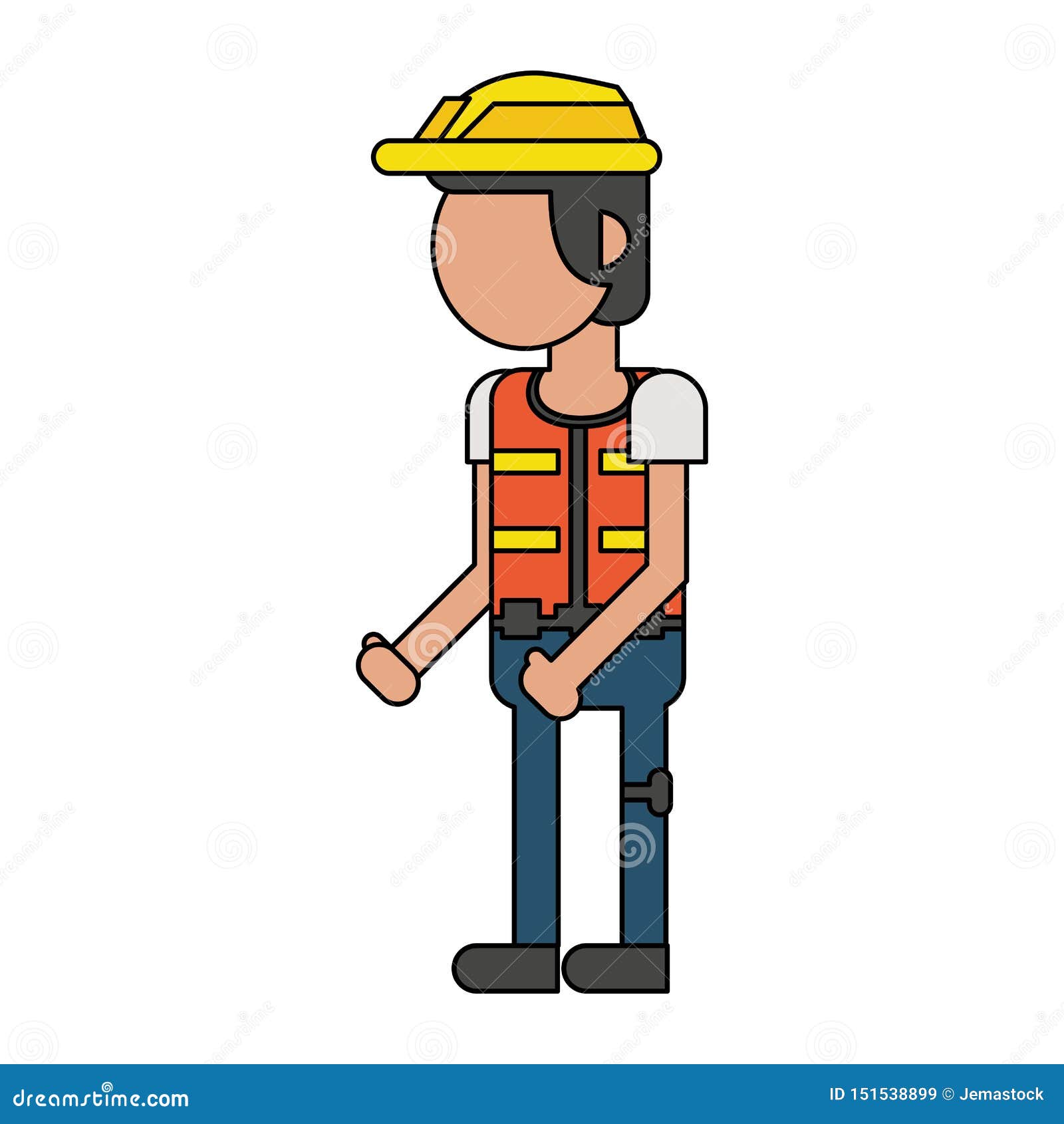 Construction Worker Smiling Cartoon Isolated Faceless Stock Vector ...