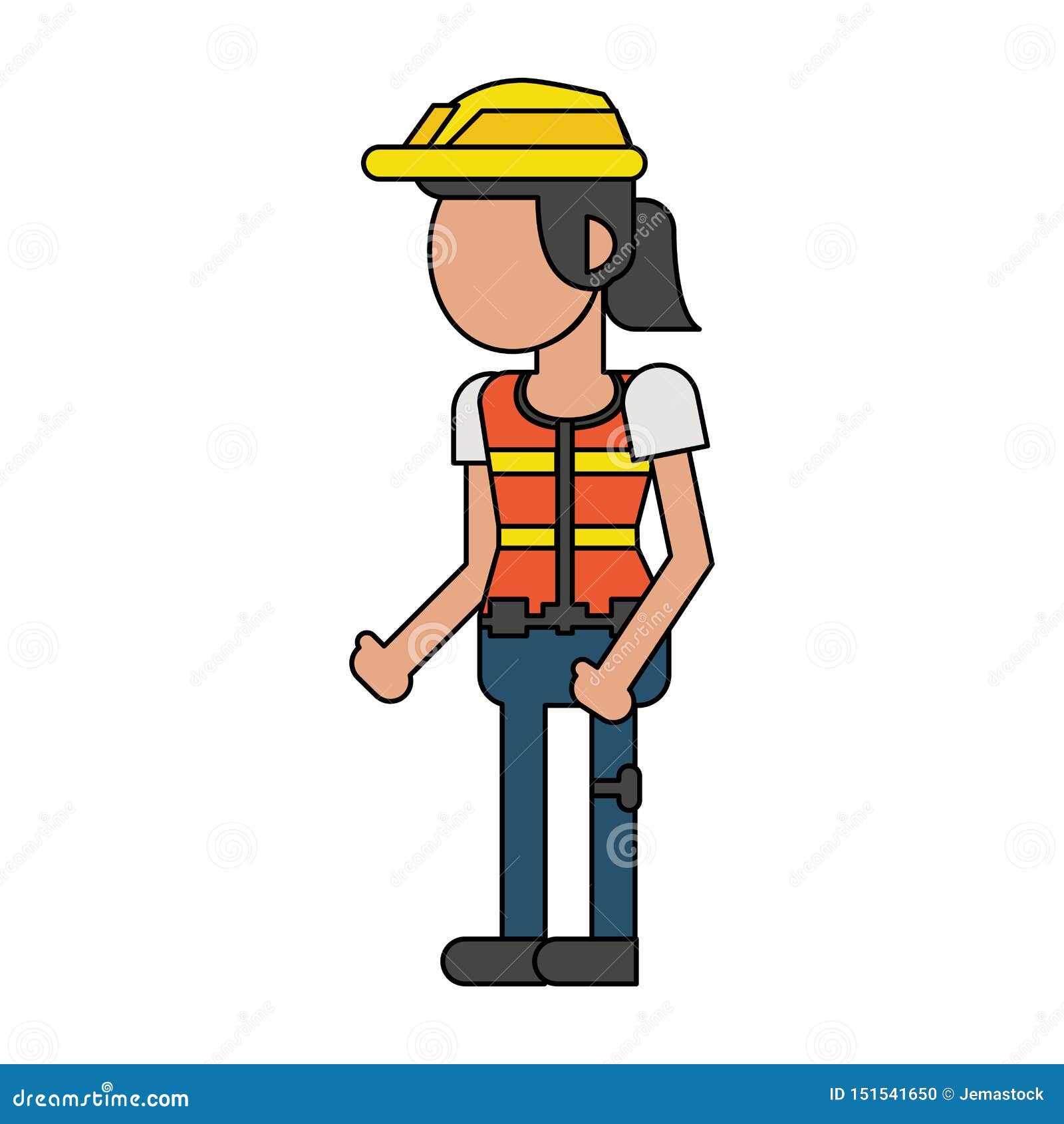 Construction Worker Smiling Cartoon Isolated Faceless Stock Vector ...