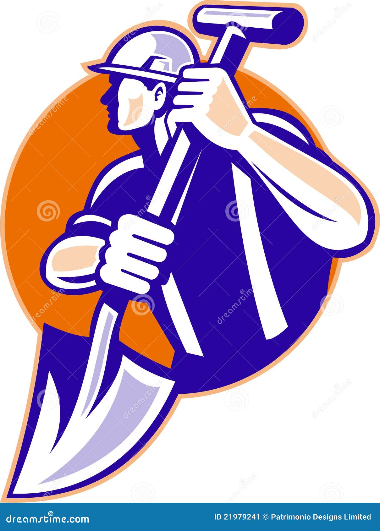 Construction Worker Spade Retro Style Stock Illustration - Illustration ...