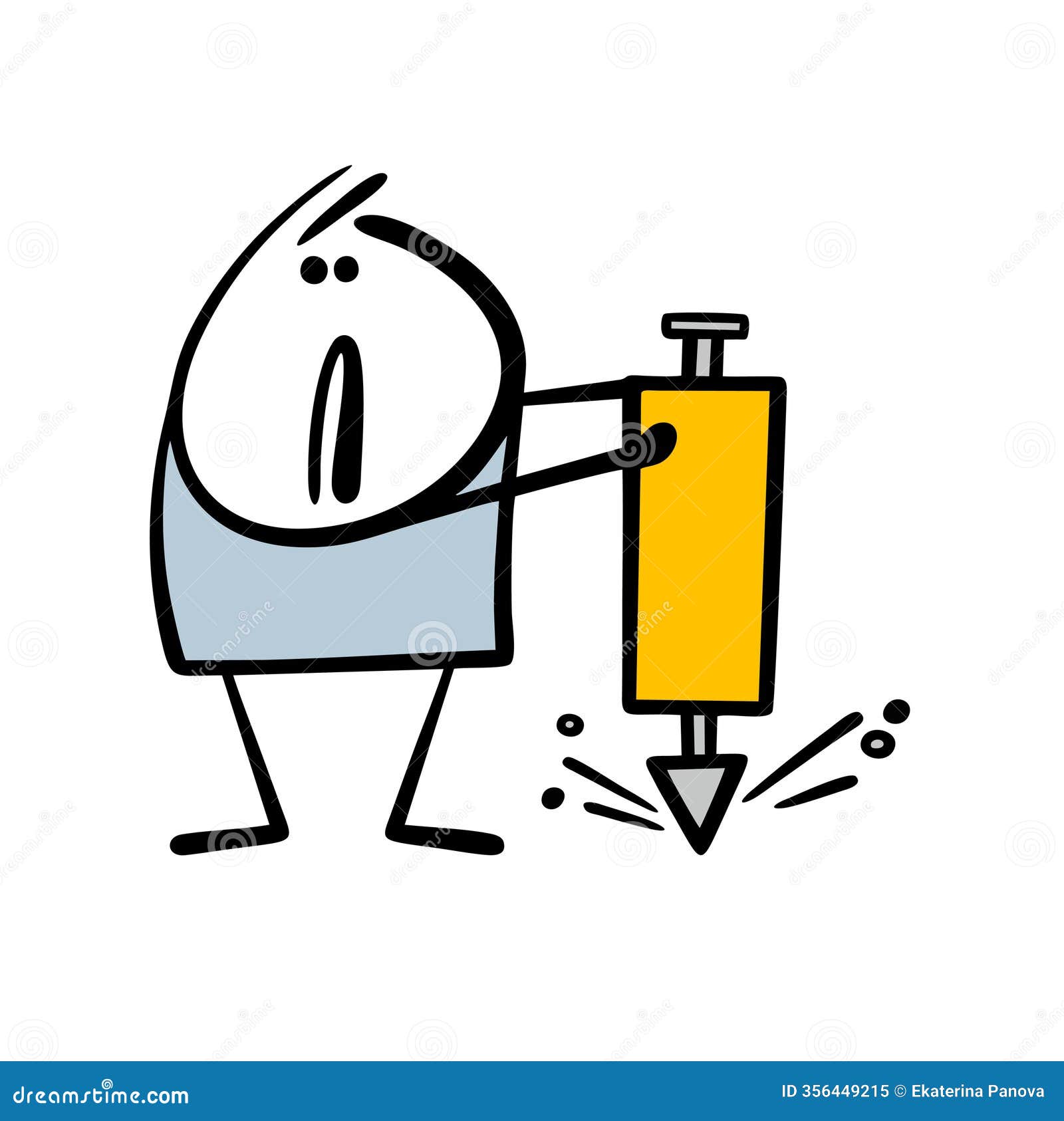 Construction Worker Splits the Coating with Tool. Vector Illustration ...