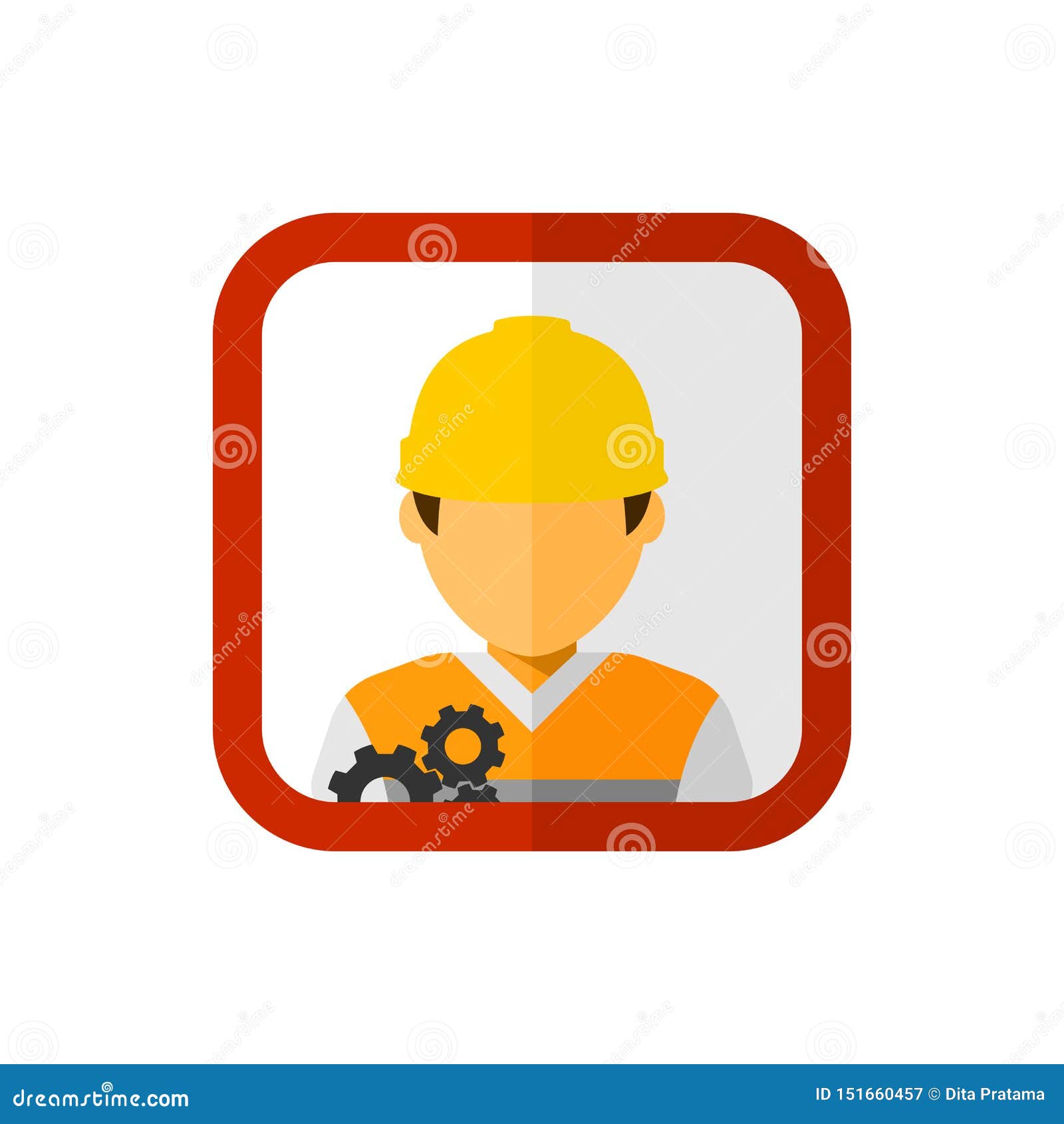Construction Worker with Square Avatar Vector. Stock Illustration ...
