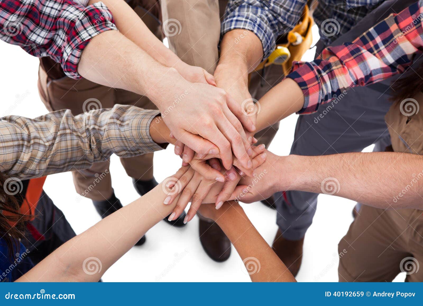 Construction Worker Stacking Hands Stock Image - Image of industrial ...