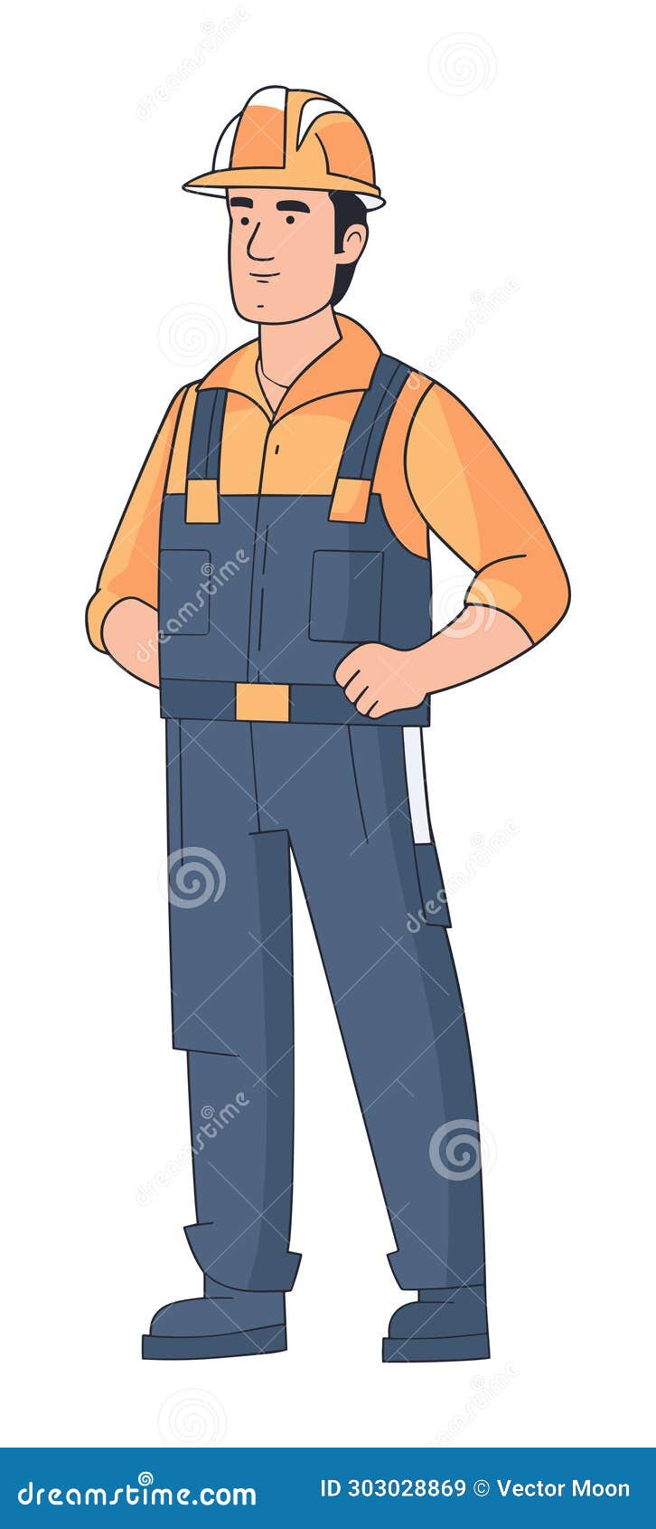 Construction Worker Standing Confidently With Safety Helmet. Male ...