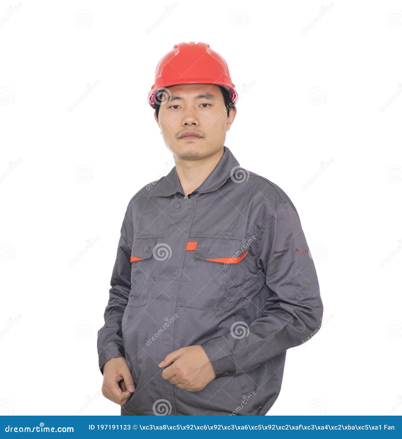 Construction Worker Standing in Front of White Background Stock Image ...
