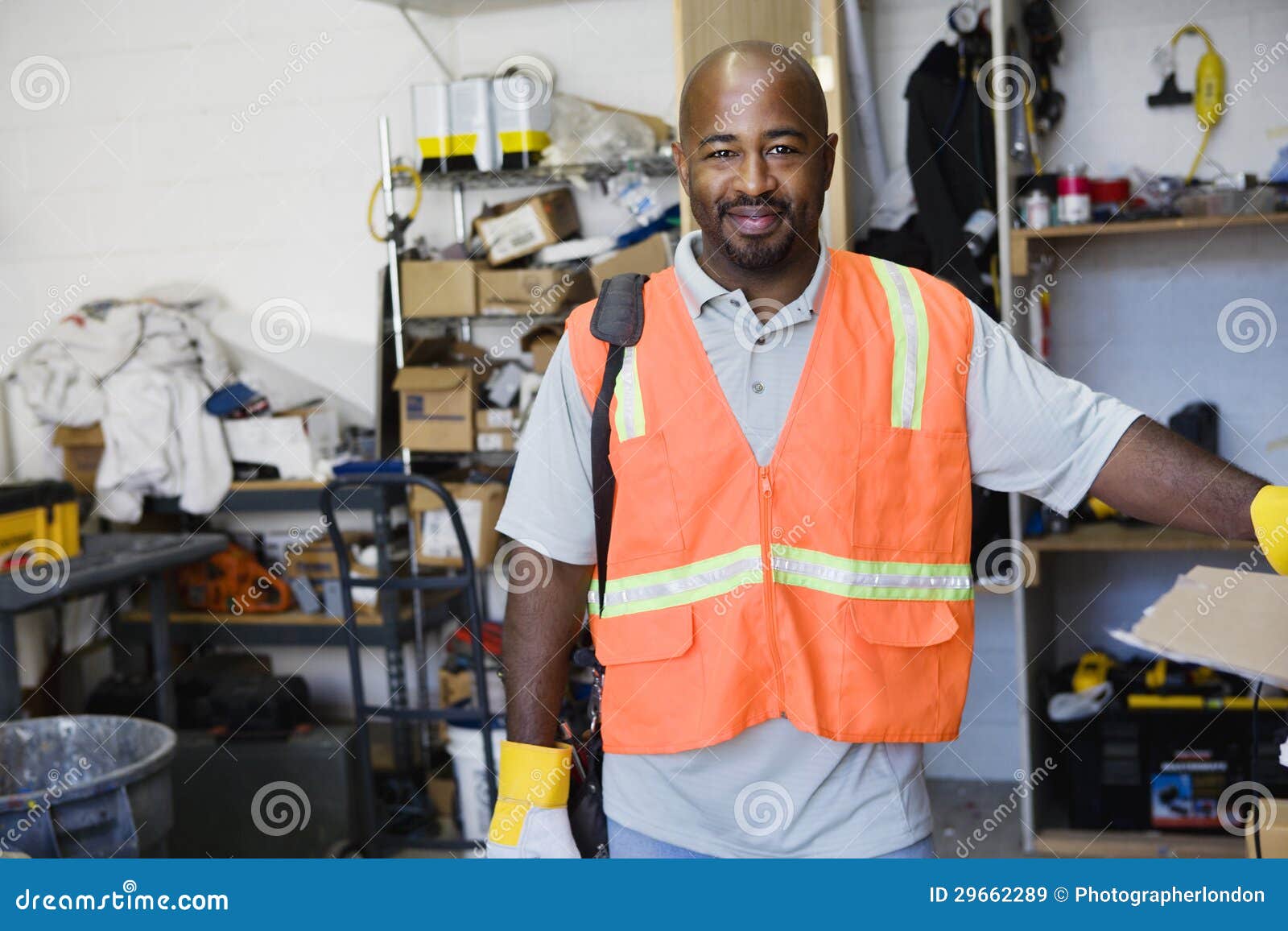 Construction Worker Standing at Workplace Stock Image - Image of ...