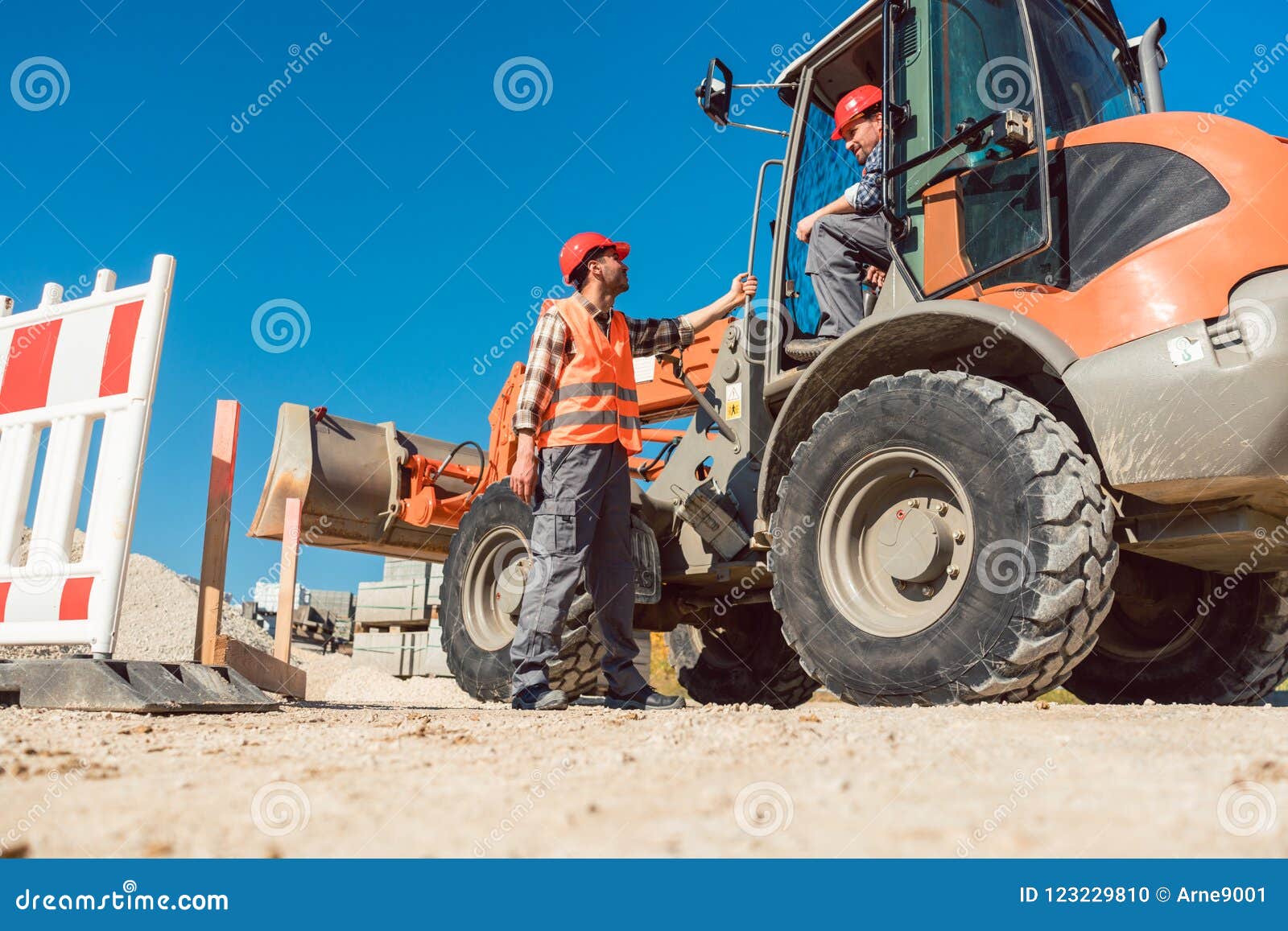 Construction Worker Starting Road Works on Site Stock Photo - Image of ...