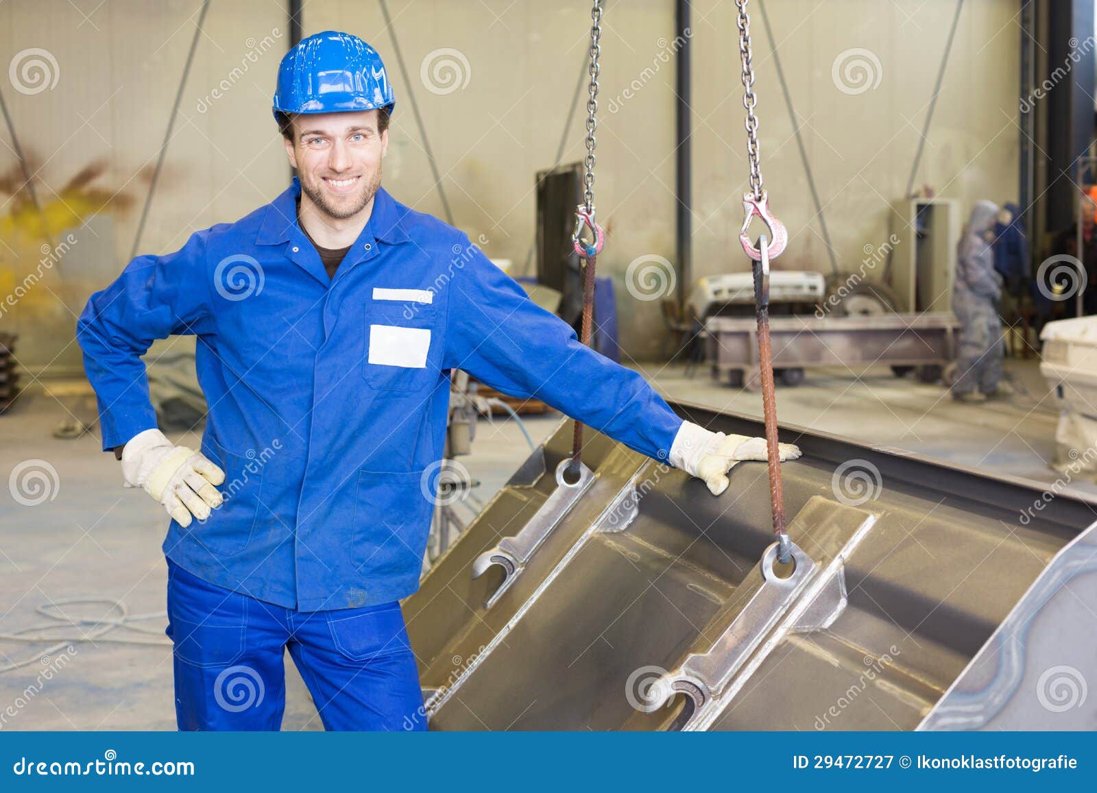 Construction Worker with Steel Parts Stock Image - Image of site ...