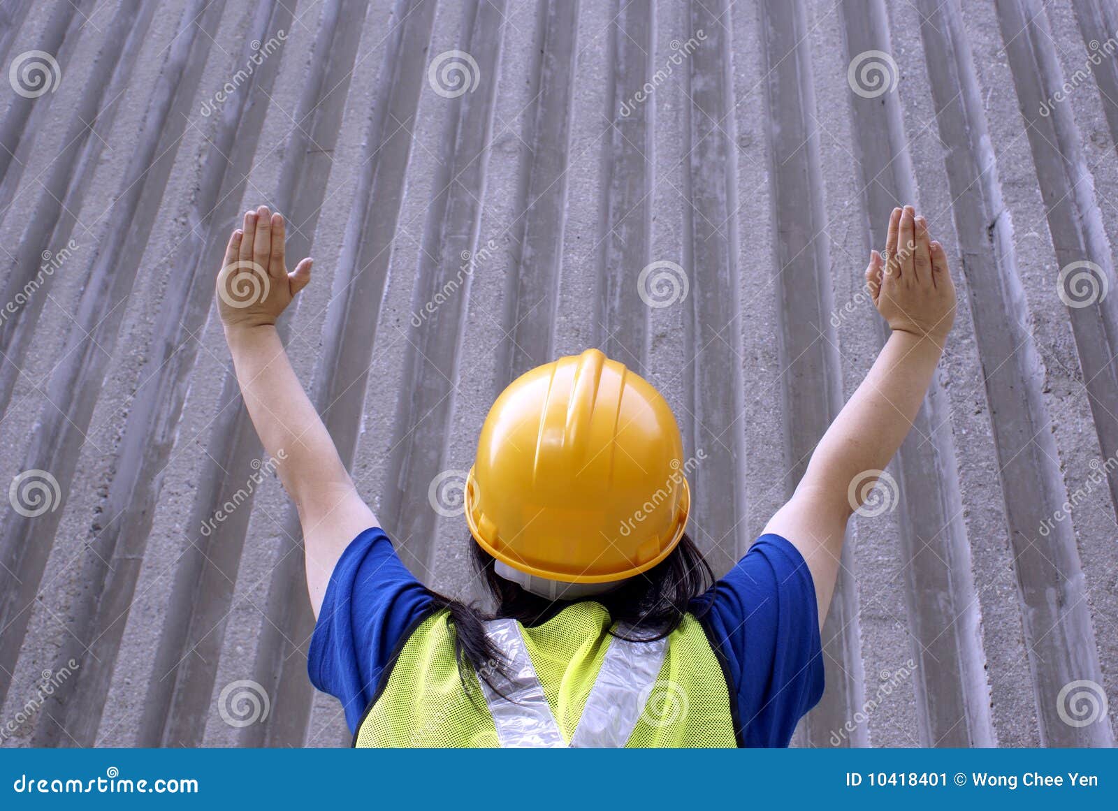 Construction Worker with Stop Signal Stock Image - Image of backdrop ...