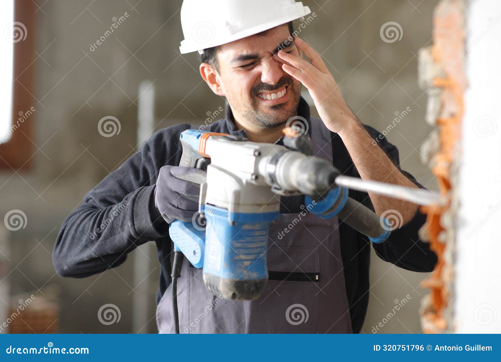 Construction Worker Suffering Accident in an Eye Stock Photo - Image of ...