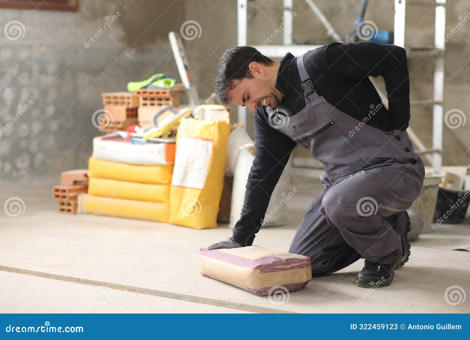 Construction Worker Suffering Back Ache Stock Image - Image of worker ...