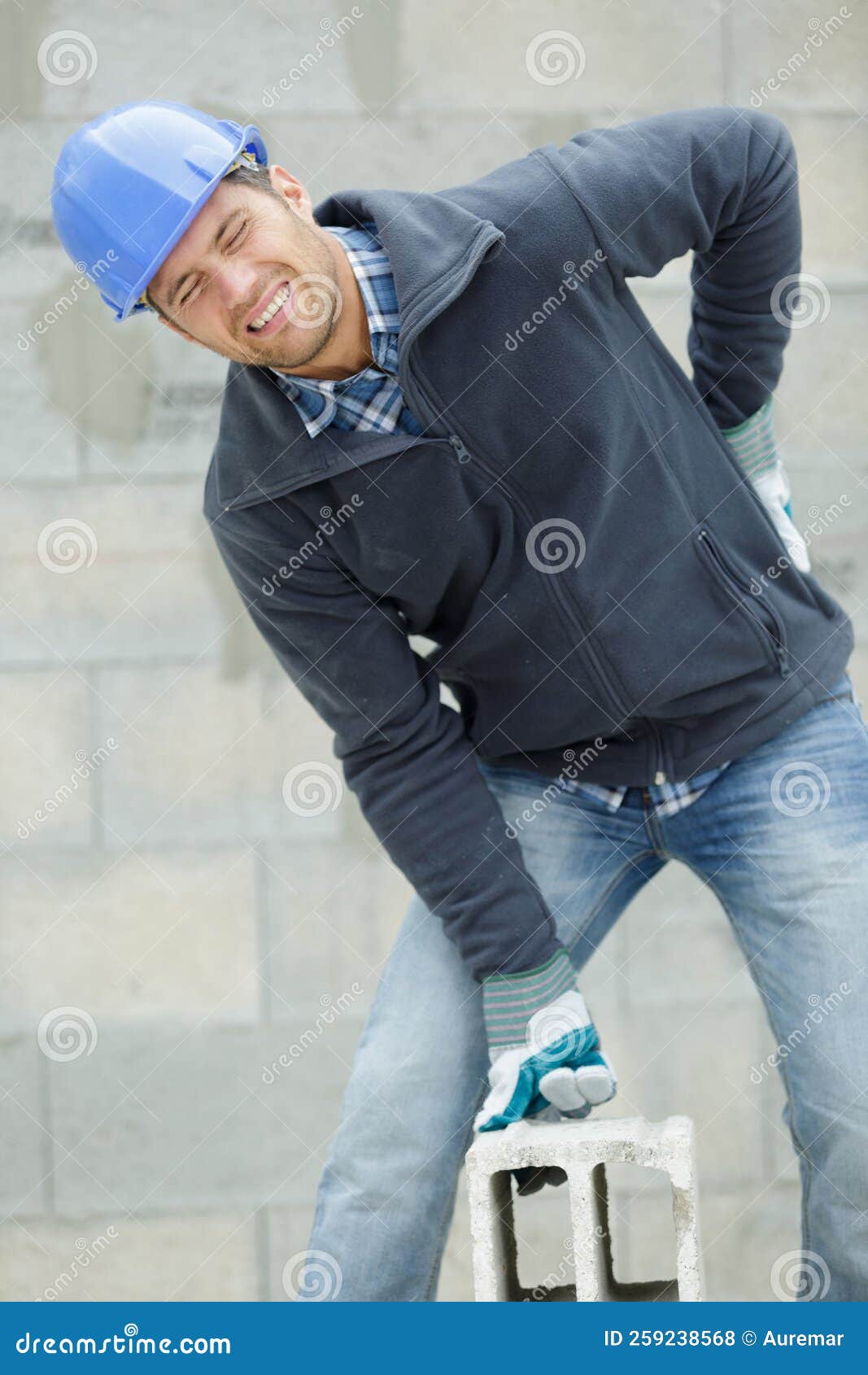 Construction Worker Suffering from Back Injury Stock Photo - Image of ...