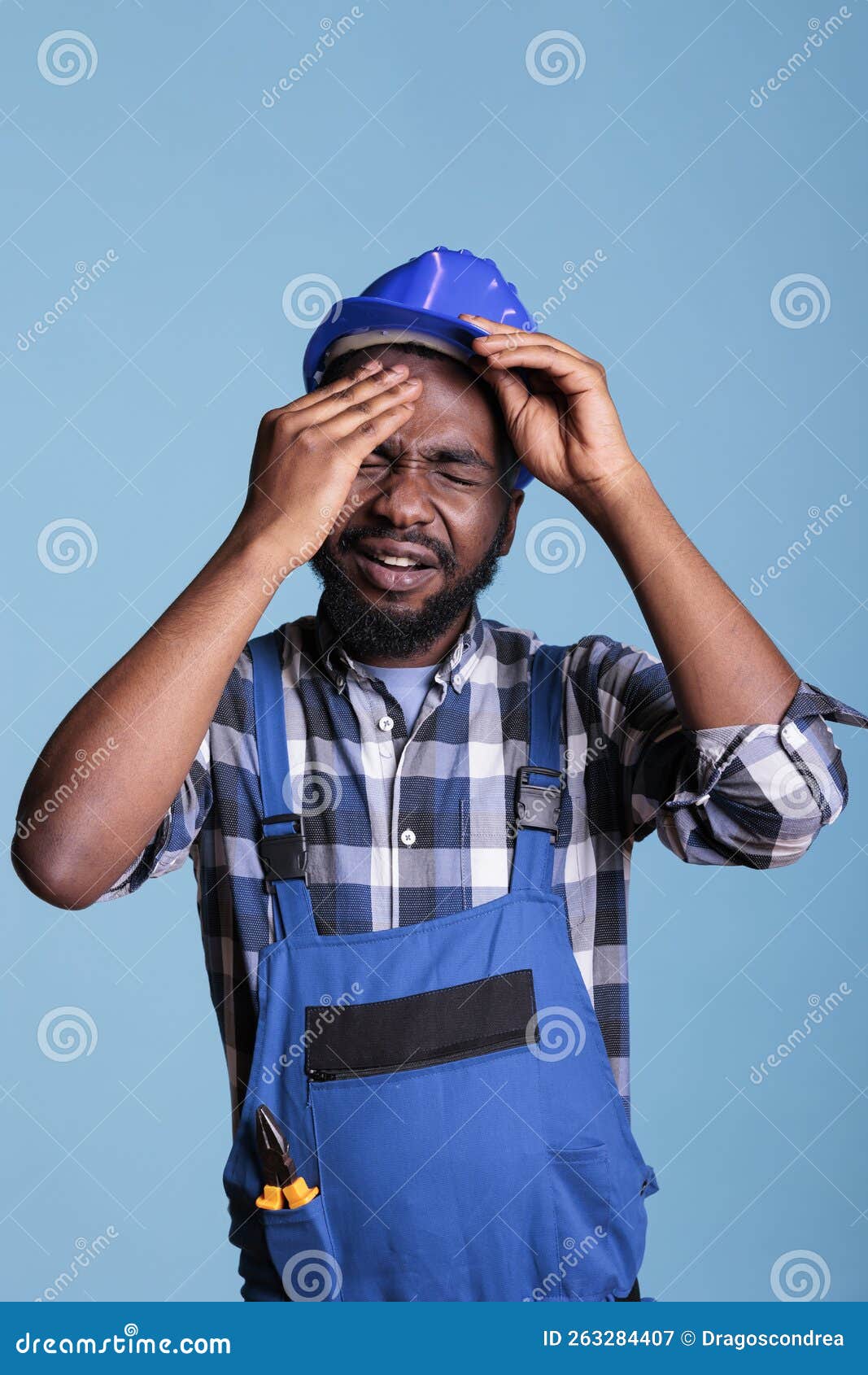 Contractor Stressed by Overwork Feeling Headache Stock Image - Image of ...