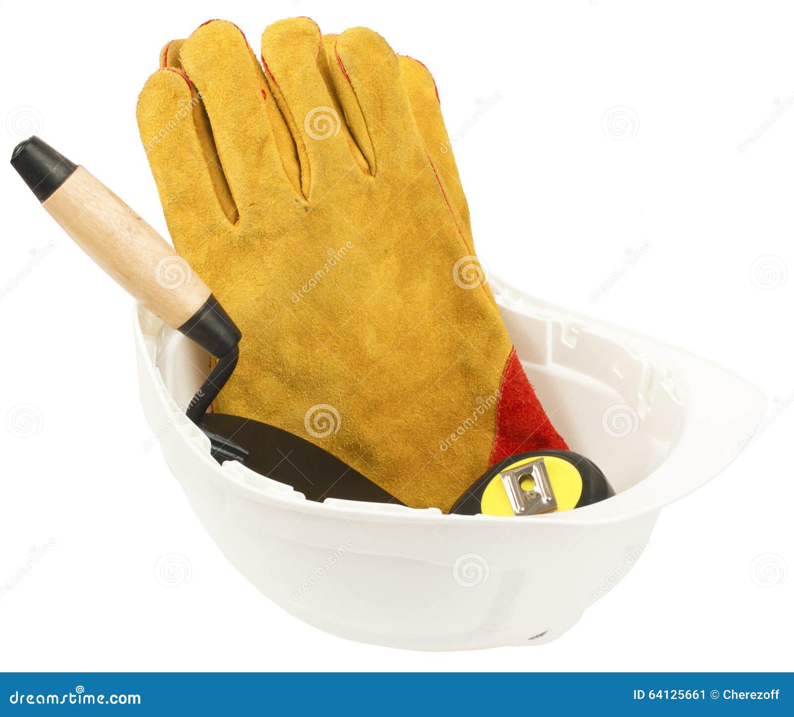 Construction Worker Supplies Including Hard Hat Stock Image - Image of ...