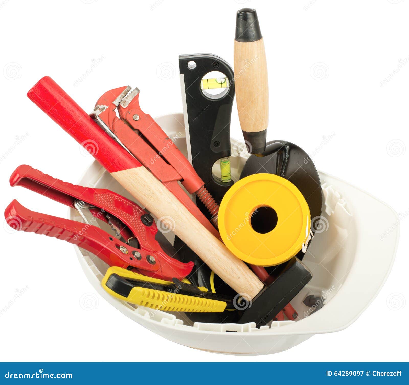 Construction Worker Supplies Including Hard Hat Stock Image - Image of ...