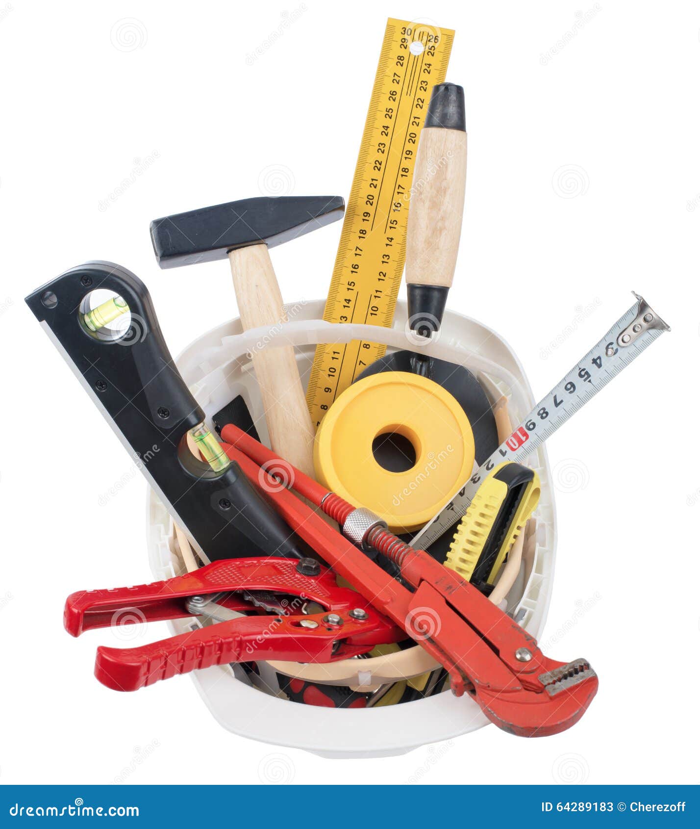 Construction Worker Supplies Including Hard Hat Stock Image - Image of ...