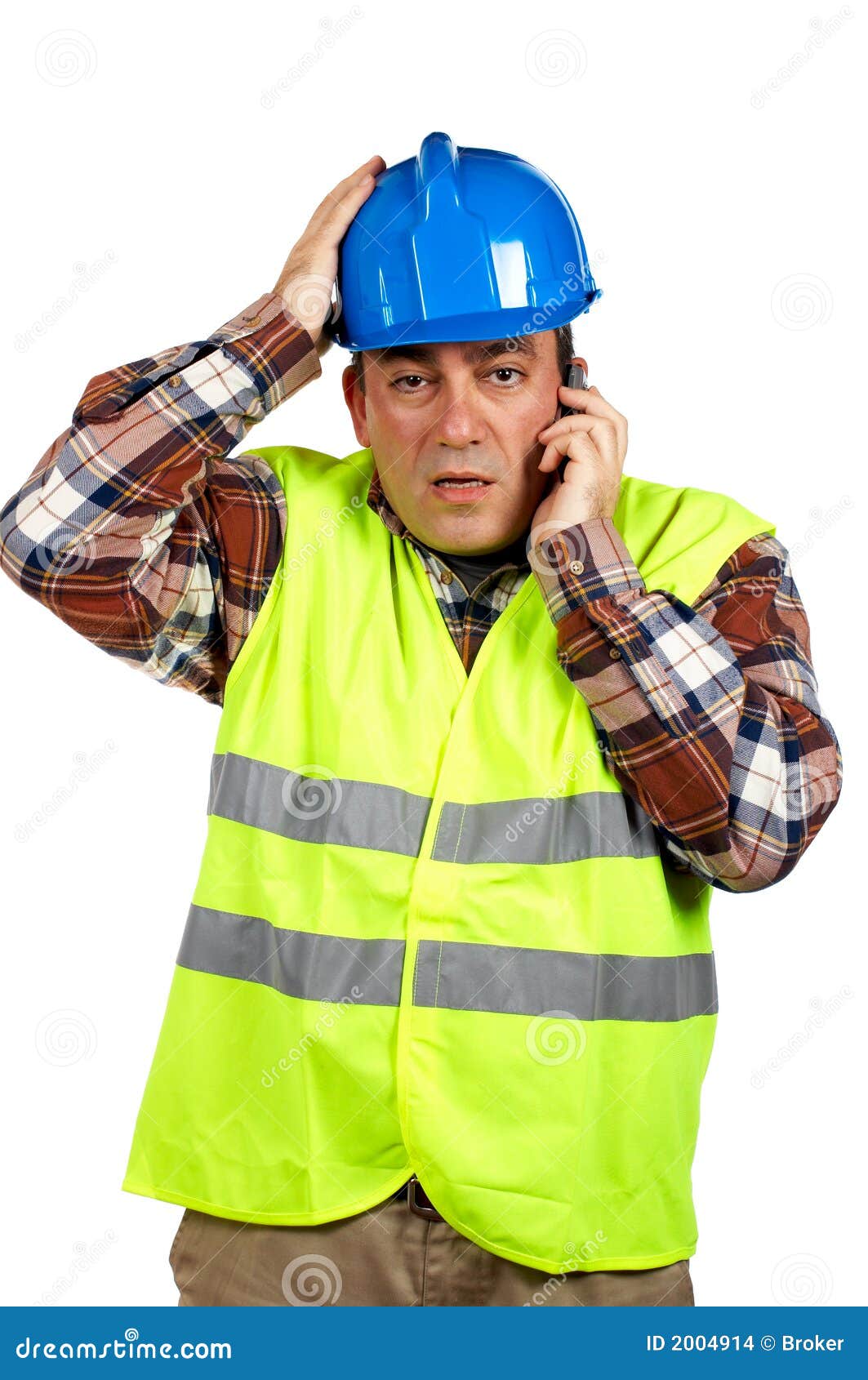 Construction Worker with Surprised Expression Stock Photo - Image of ...
