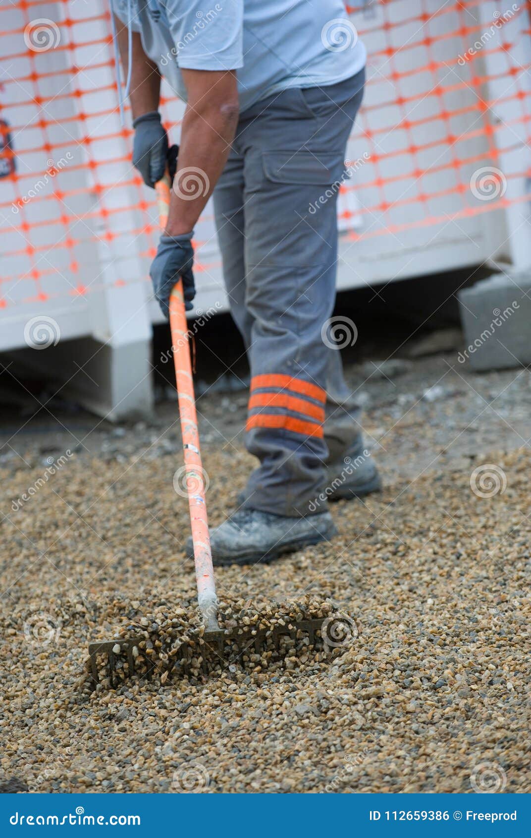 Construction Worker Sweeping on the Building Construction Site Stock ...