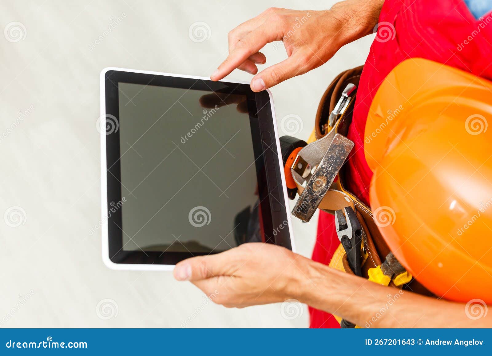 Construction Worker with a Tablet. Planning Developer Concept Stock ...