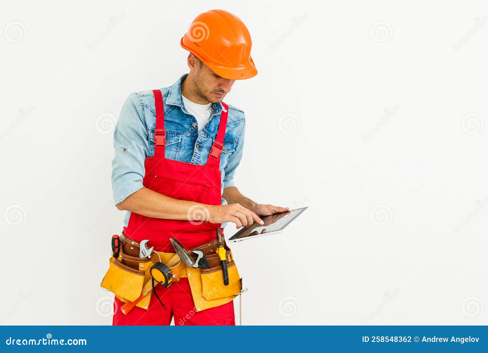Construction Worker with a Tablet. Planning Developer Concept Stock ...