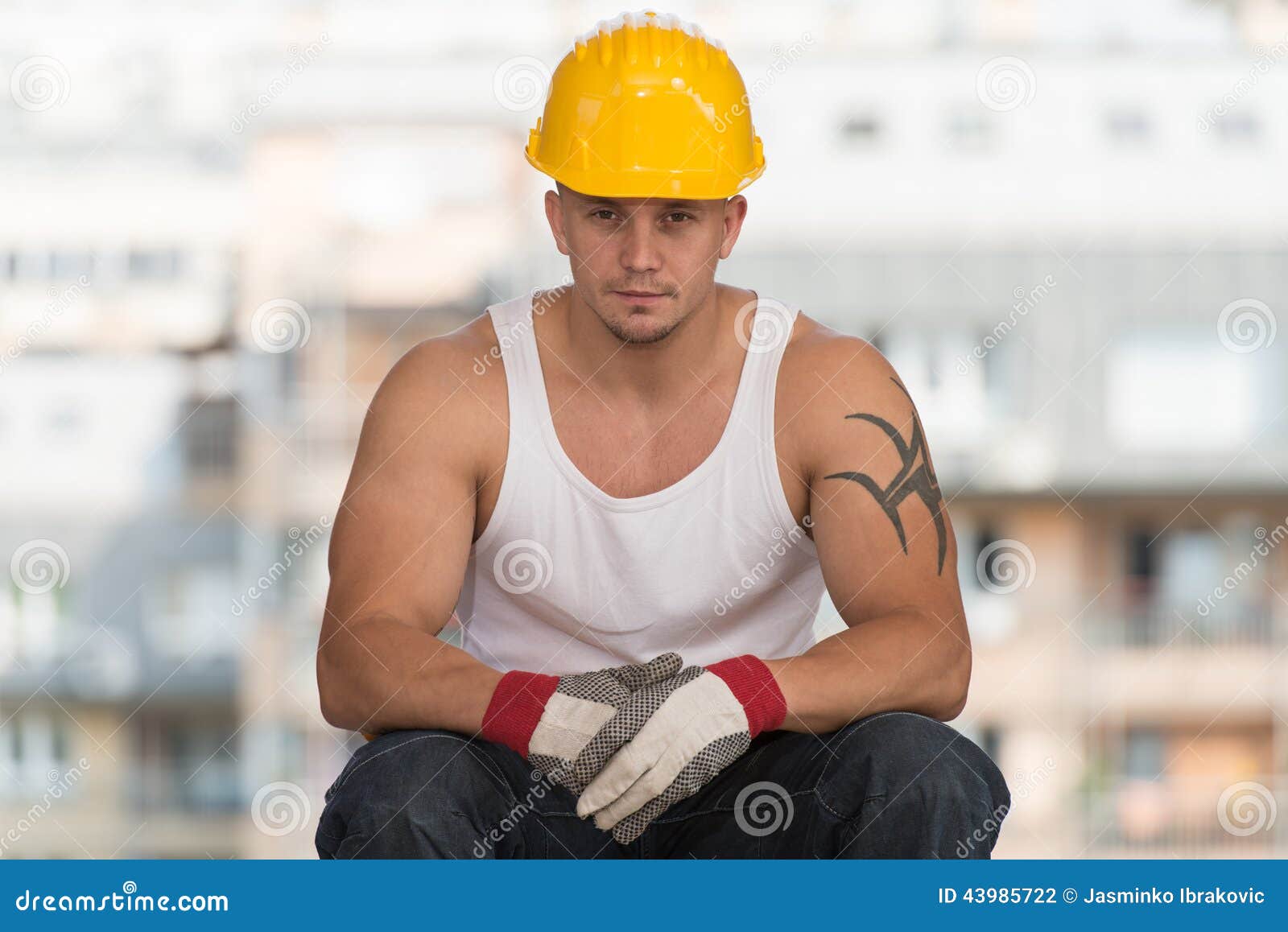 Construction Worker Taking a Break on the Job Stock Photo - Image of ...
