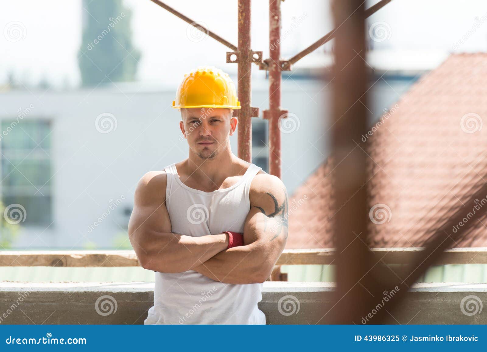 Construction Worker Taking a Break on the Job Stock Image - Image of ...