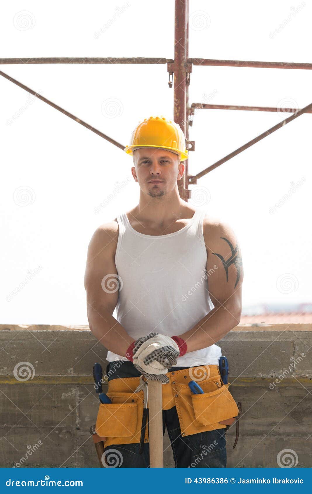 Construction Worker Taking a Break on the Job Stock Photo - Image of ...