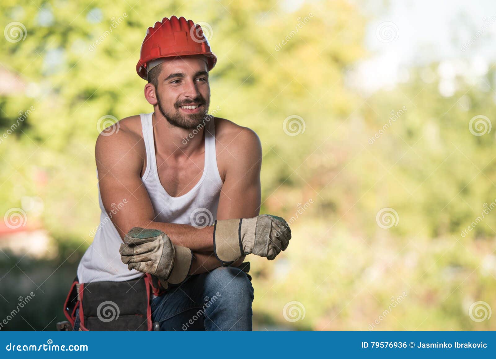 Construction Worker Taking a Break on the Job Stock Photo - Image of ...
