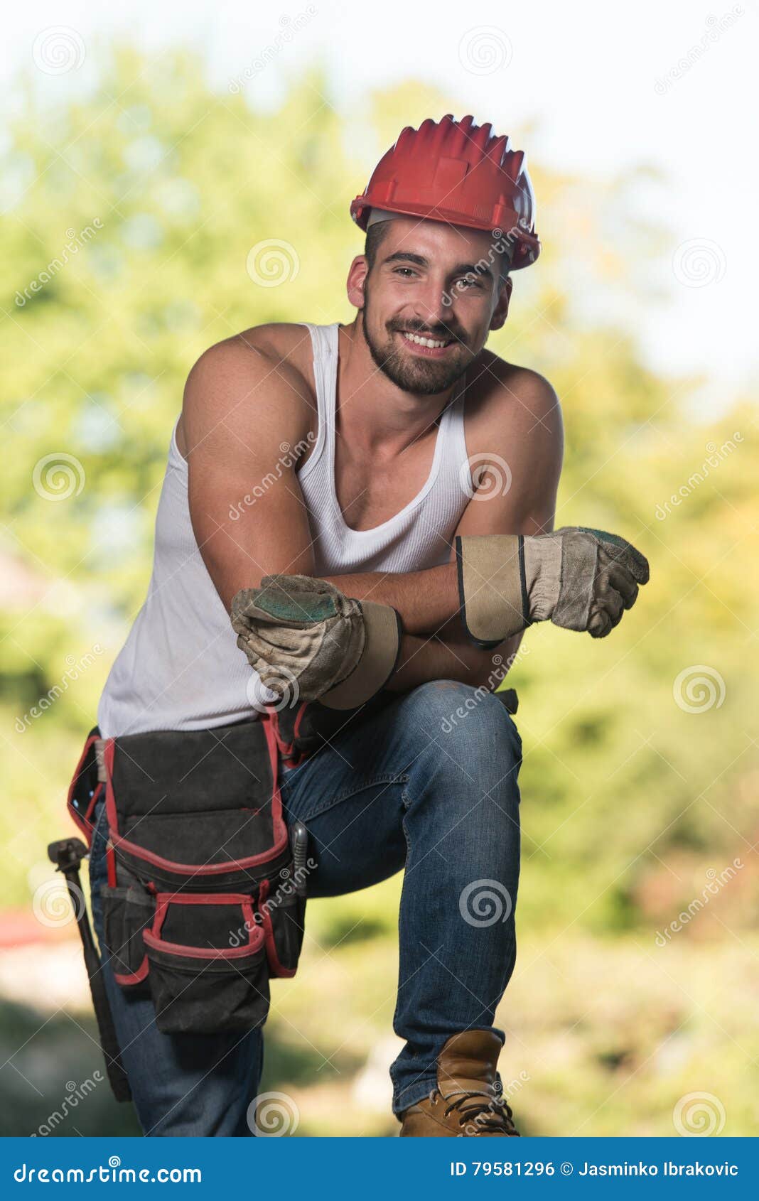 Construction Worker Taking a Break on the Job Stock Photo - Image of ...
