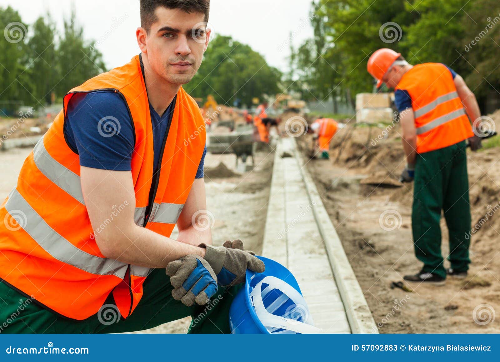 Construction Worker Taking Break Stock Image - Image of rest, roadwork ...