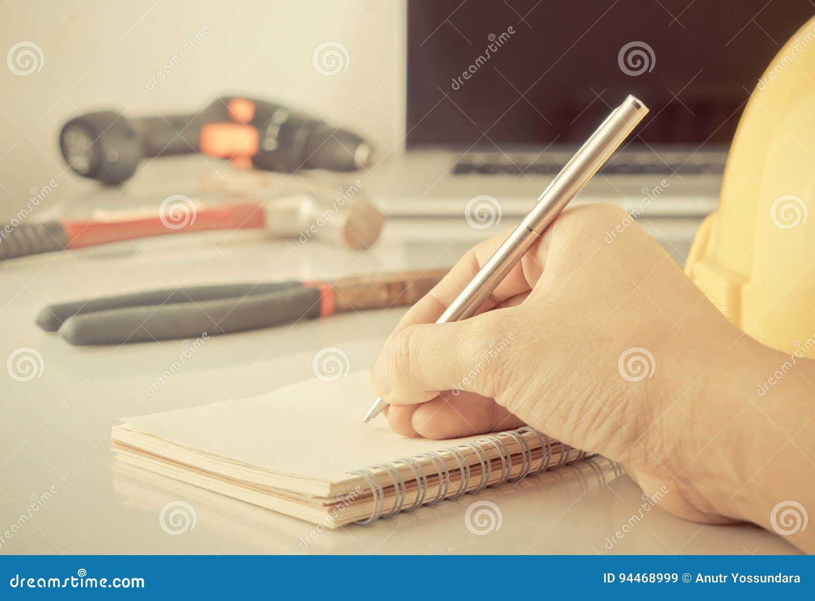 Construction Worker is Taking Note Stock Image - Image of people ...